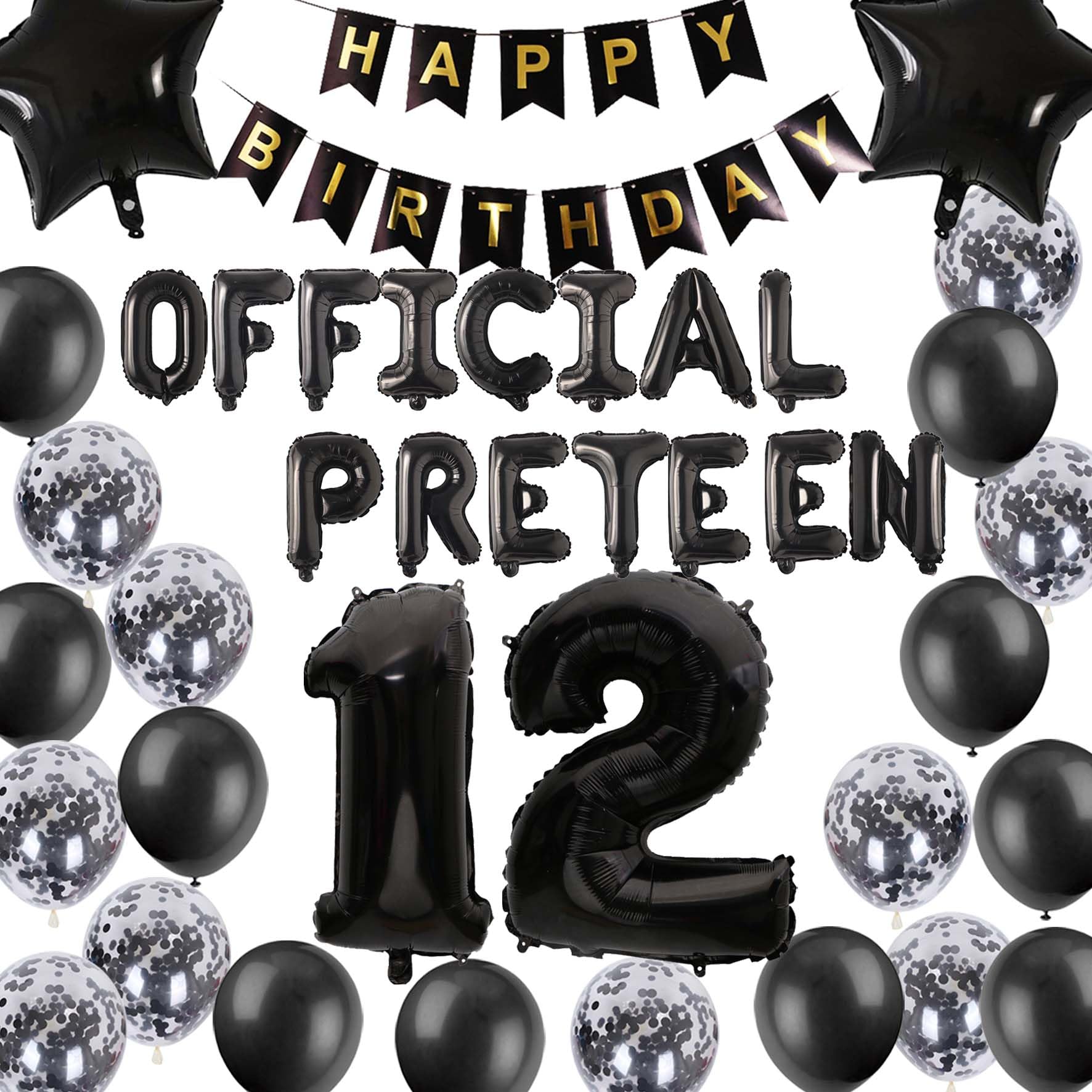 Amazon.com: 12th Birthday Decorations Black for Boys, Official Pre-teen ...