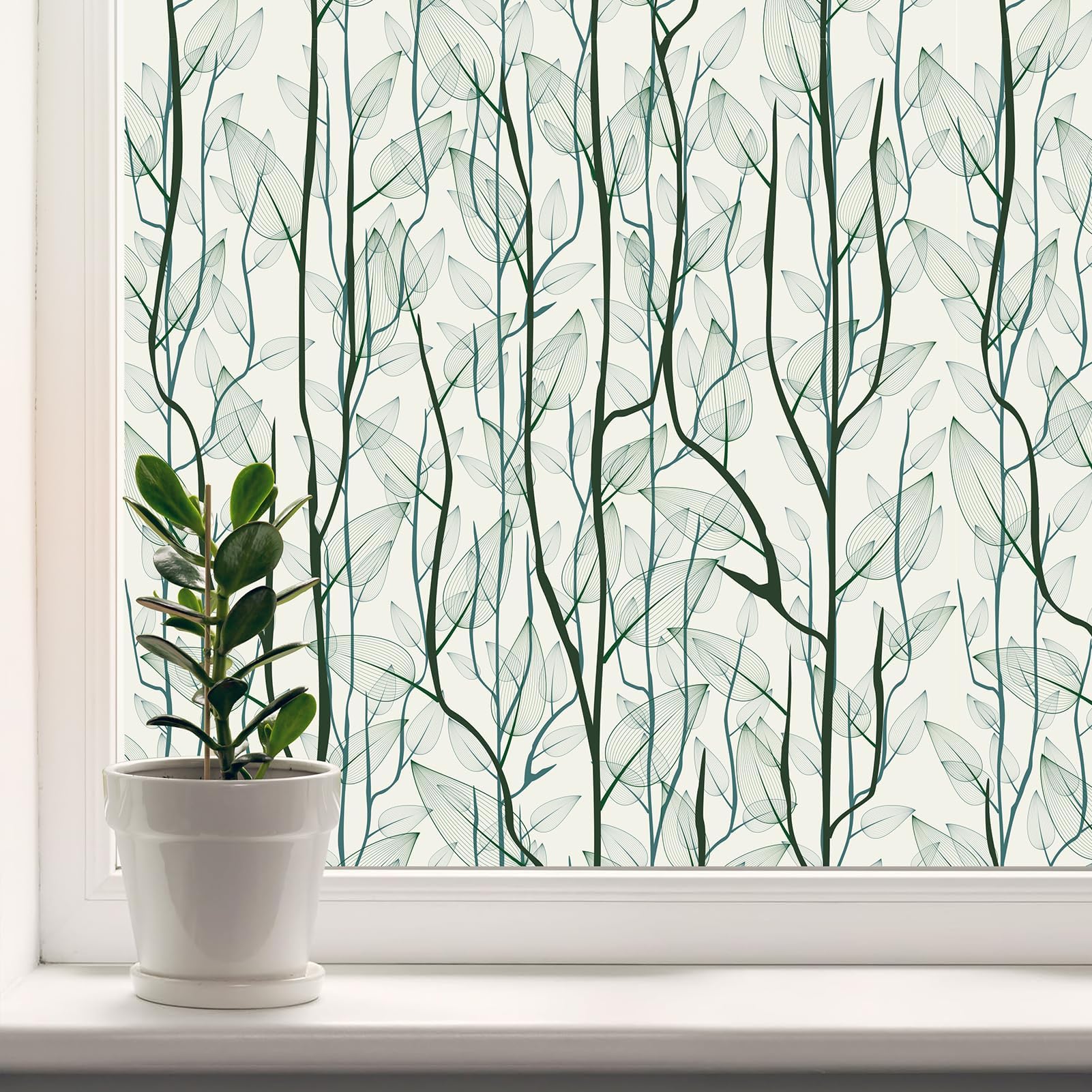Fablon 67.5 cm x 1.5 m Roll Leaf Window Static Cling, Green : Amazon.co ...