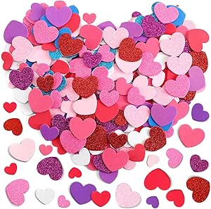 Heart Foam Stickers, SEPGLITTER 600Pcs Valentine's Day Glitter Matte ...