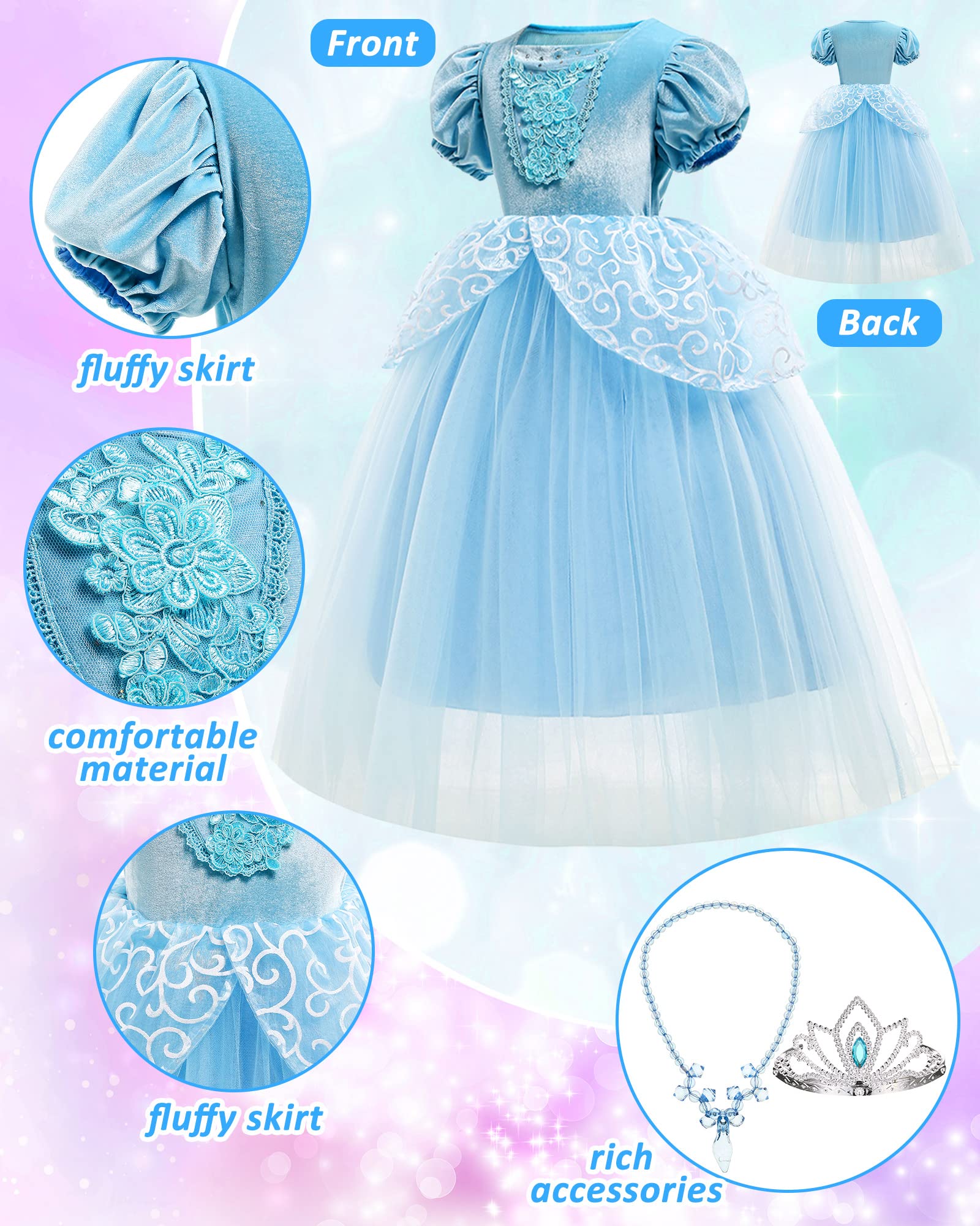 Snapklik.com : Mumufy 2 Pcs Girl Princess Costume Dress Purple Blue ...