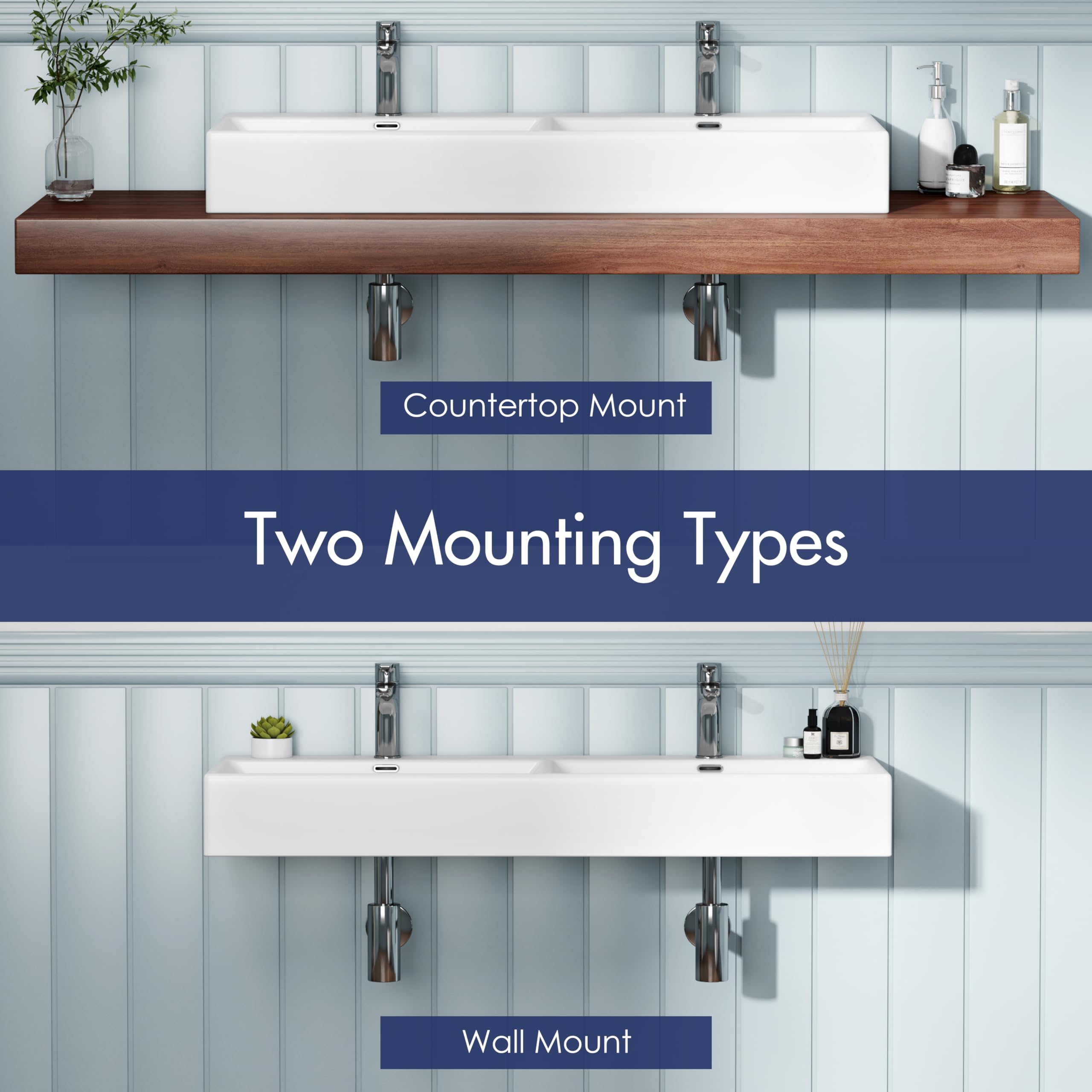 Snapklik.com : Bathroom Vessel Sinks 48" X 16.5", Premium Wall Mount Bathroom Vanity Vessel Sink ...