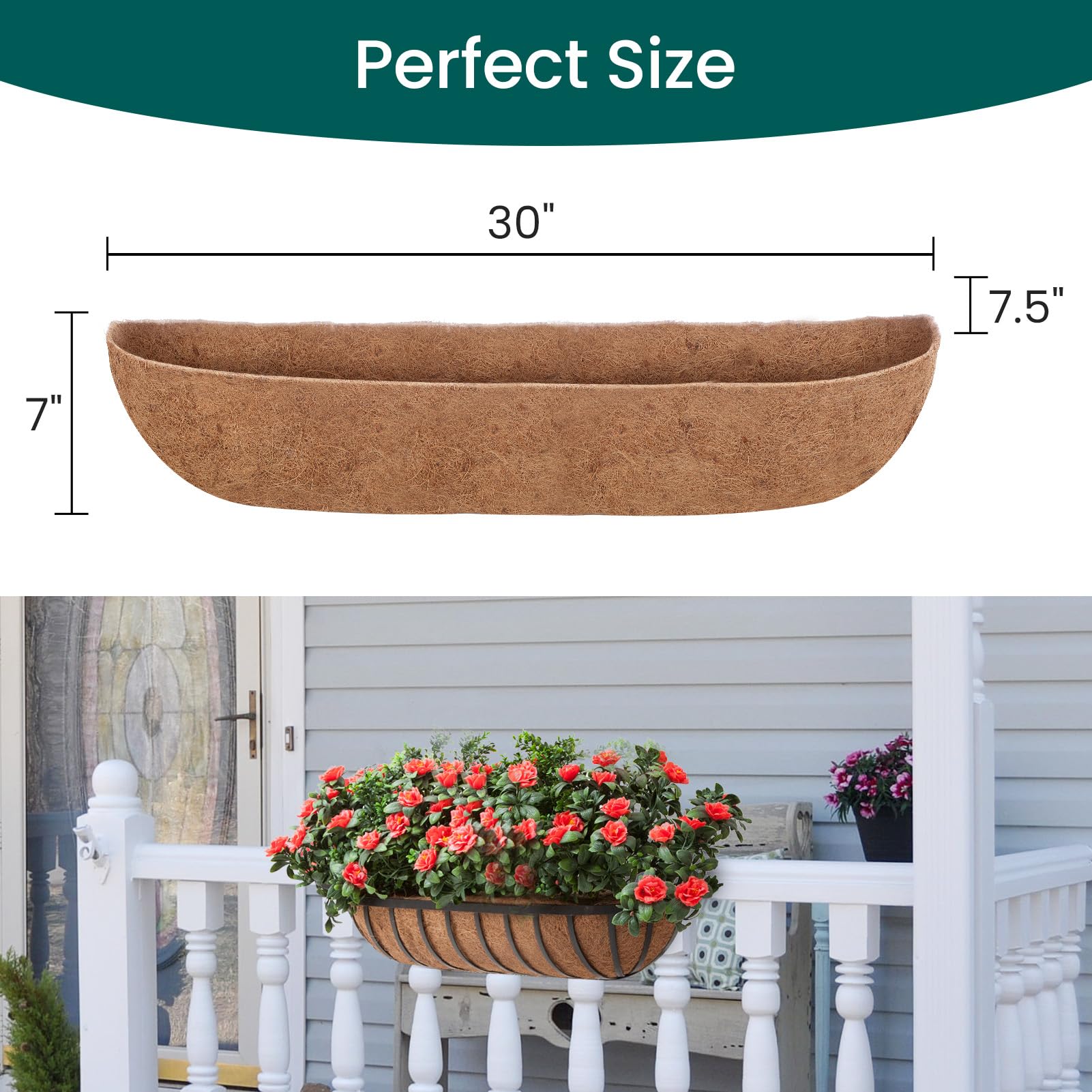 Snapklik.com : 4 Pcs 30 Inch Trough Coco Coir Liner Replaceable Coconut ...