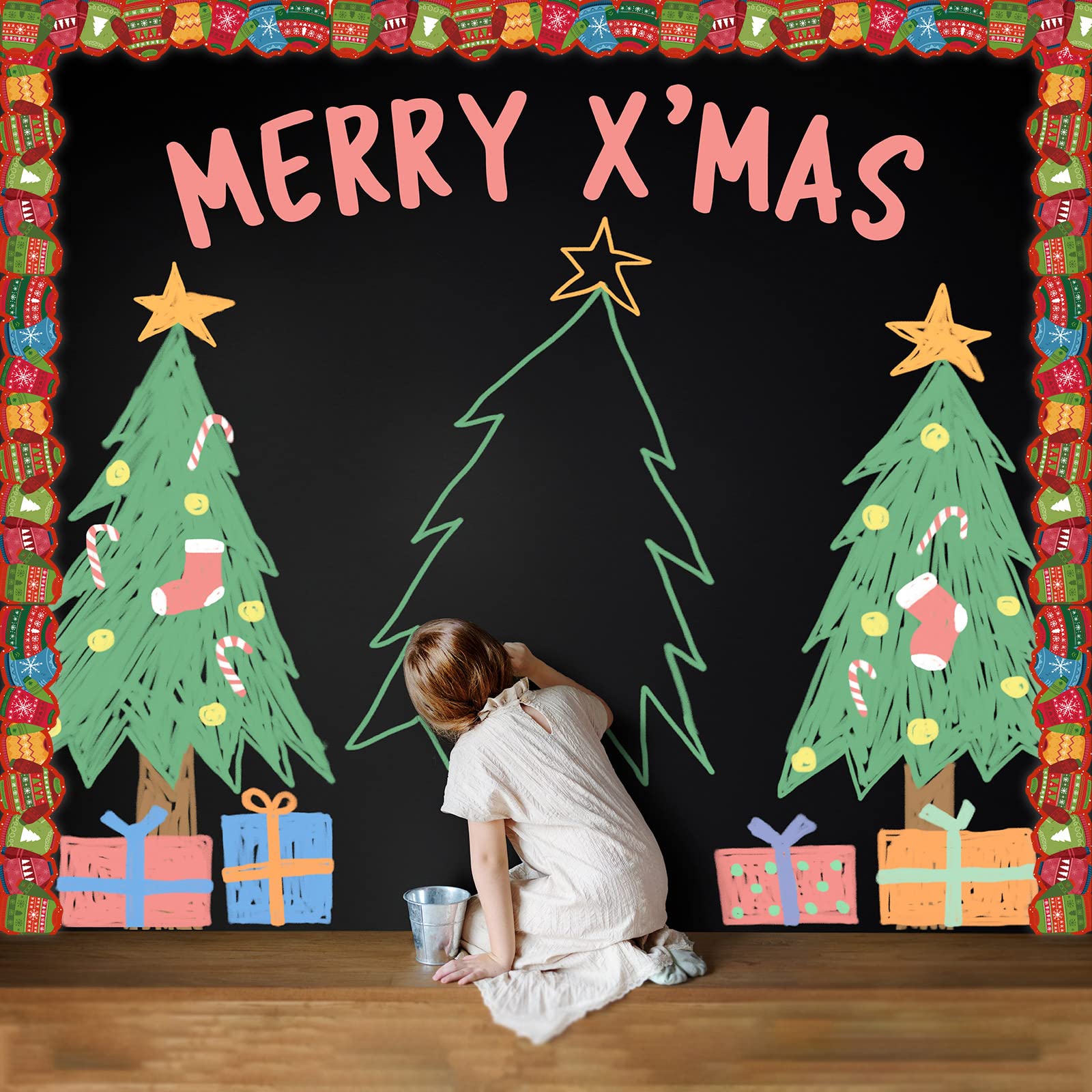 Snapklik.com : 63ft Christmas Bulletin Board Borders Ugly Sweater Trees ...