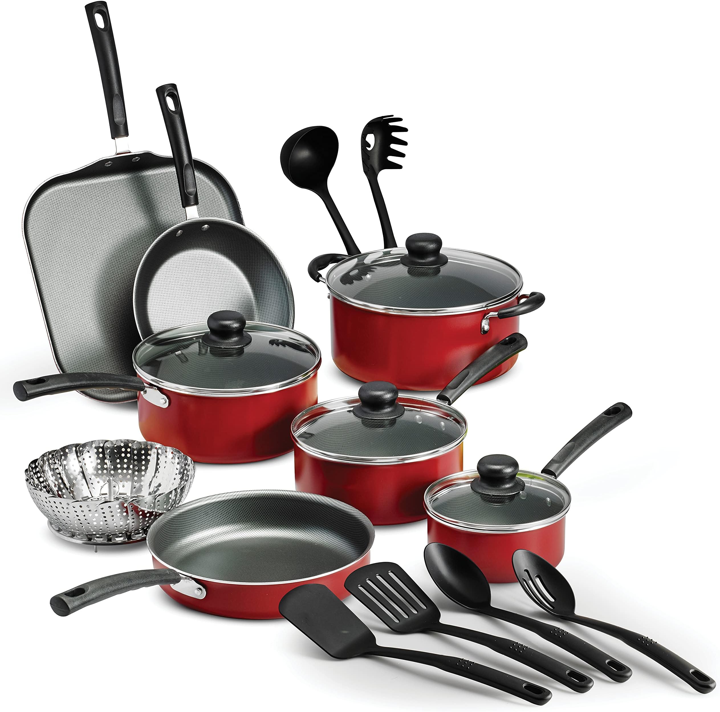 Amazon.com: 18-Piece Tramontina PrimaWare Nonstick Cookware Set, (Red ...