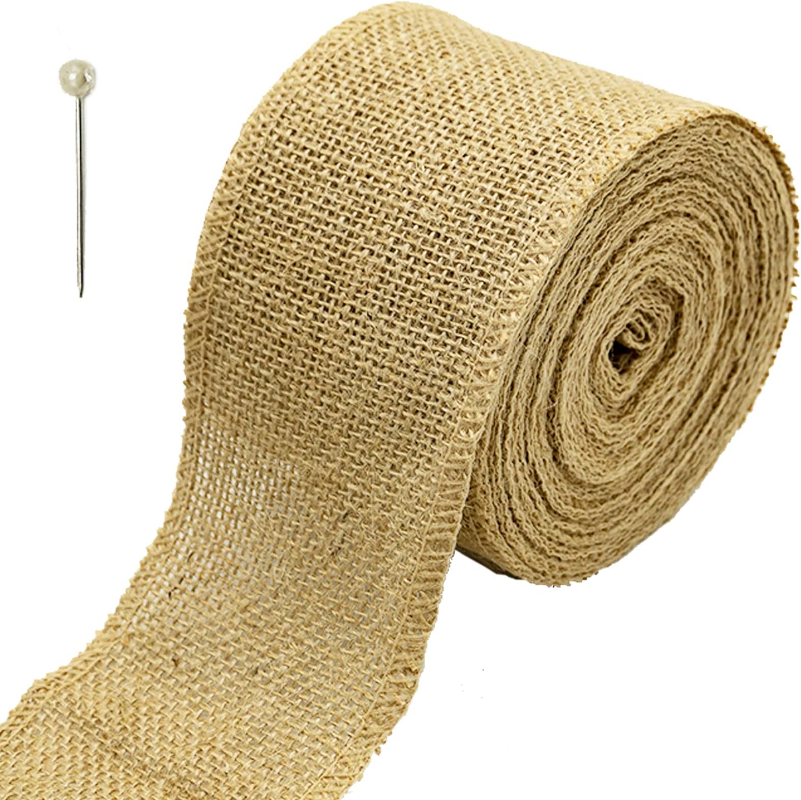 G2PLUS 8CM Jute Burlap Ribbon - 10M Rustic Hessian Ribbon - Craft Jute ...