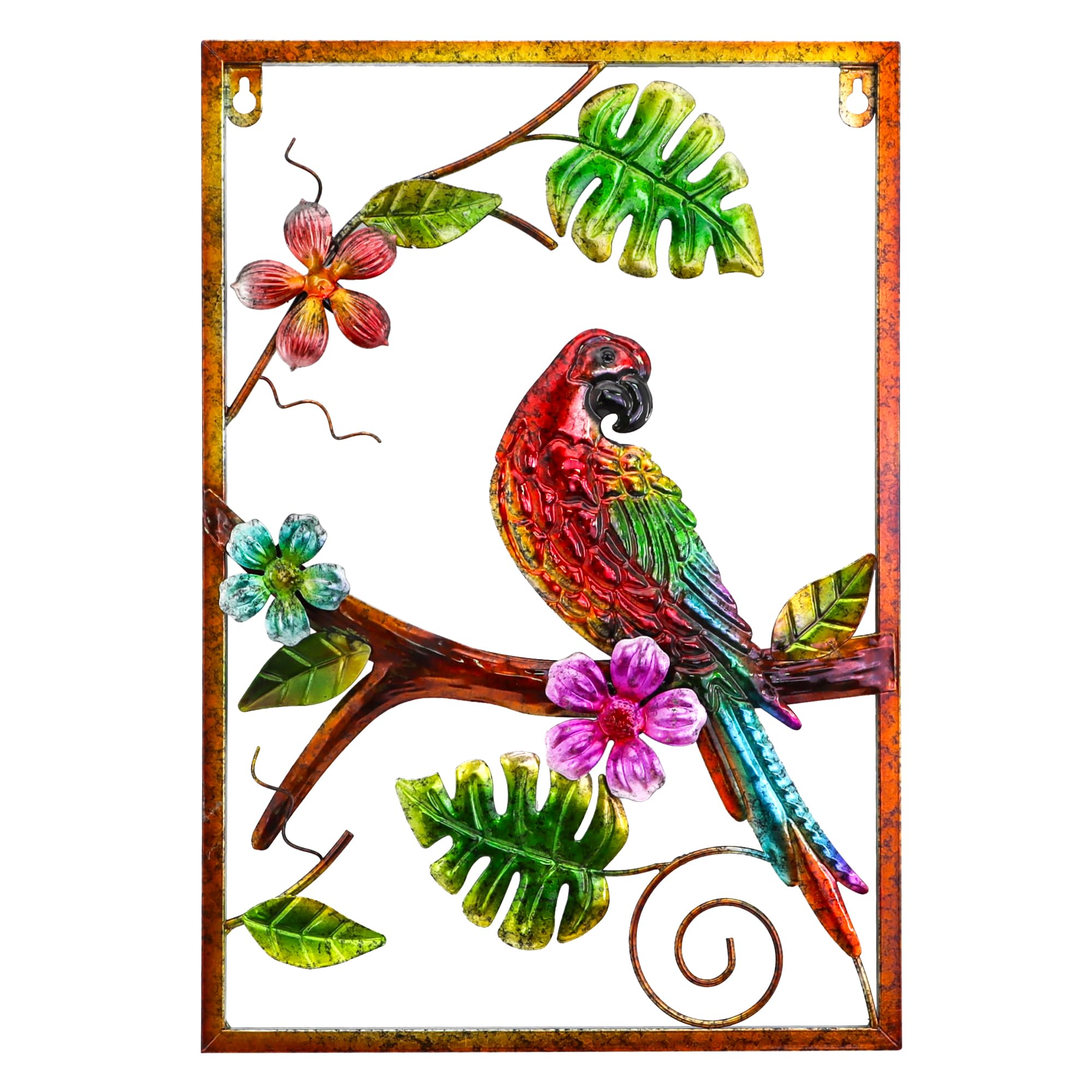 Amazon.com: J-Fly Parrot Large Metal Wall Art Tropical Decorations Hand ...