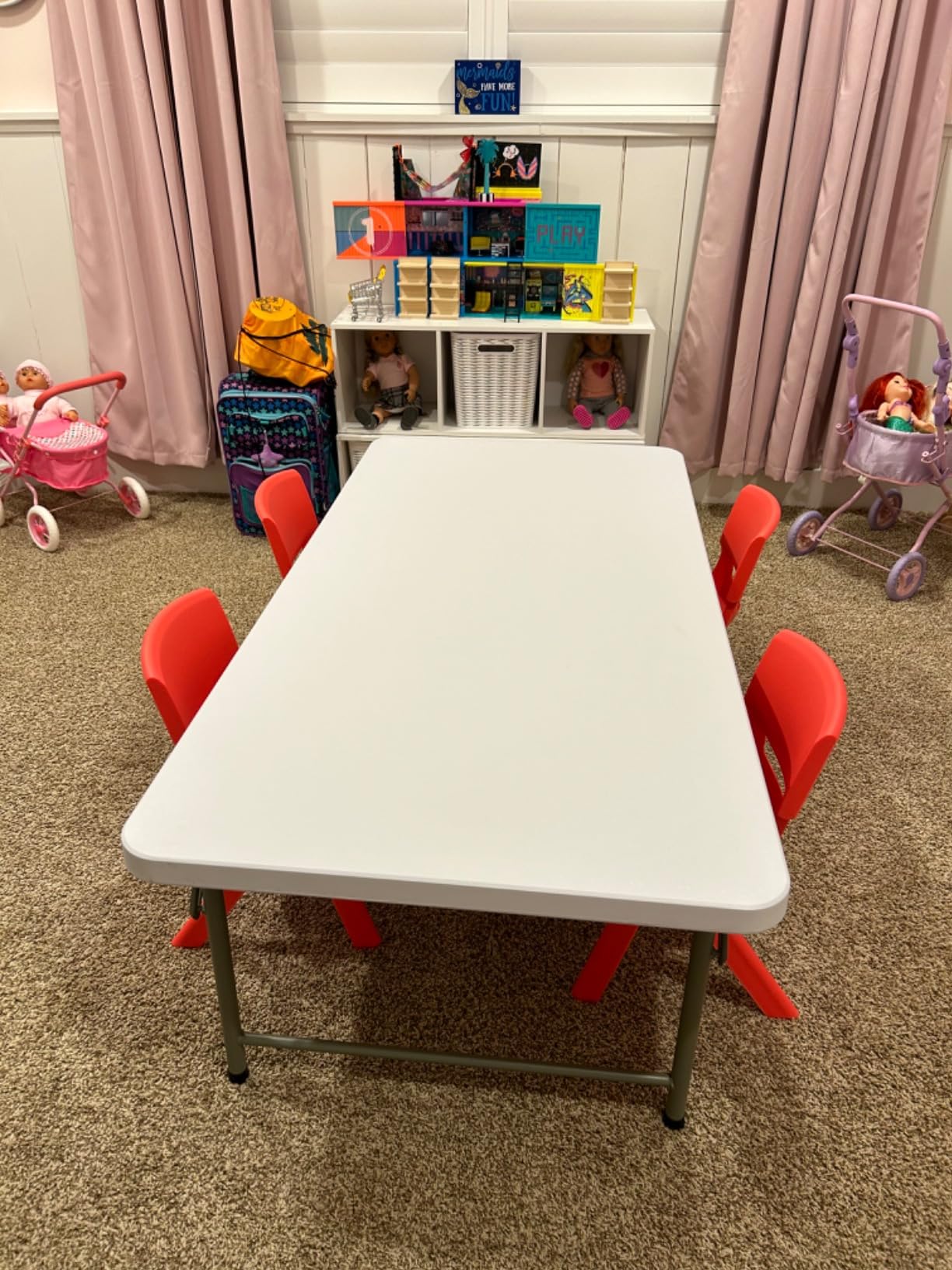 Amazon.com: BizChair 4.93-Foot Kid's Granite White Plastic Folding ...