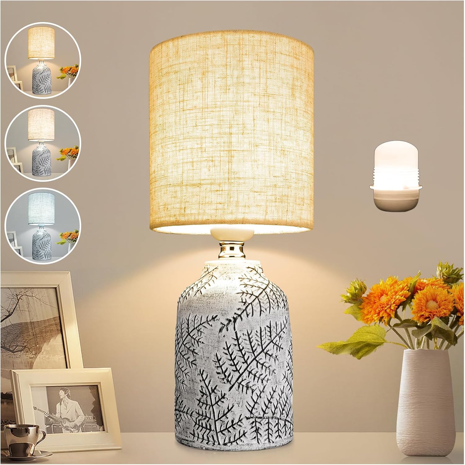 bdayanx Small Table Lamp for Bedroom -Bedside Desk Reading Lamps with 3 ...