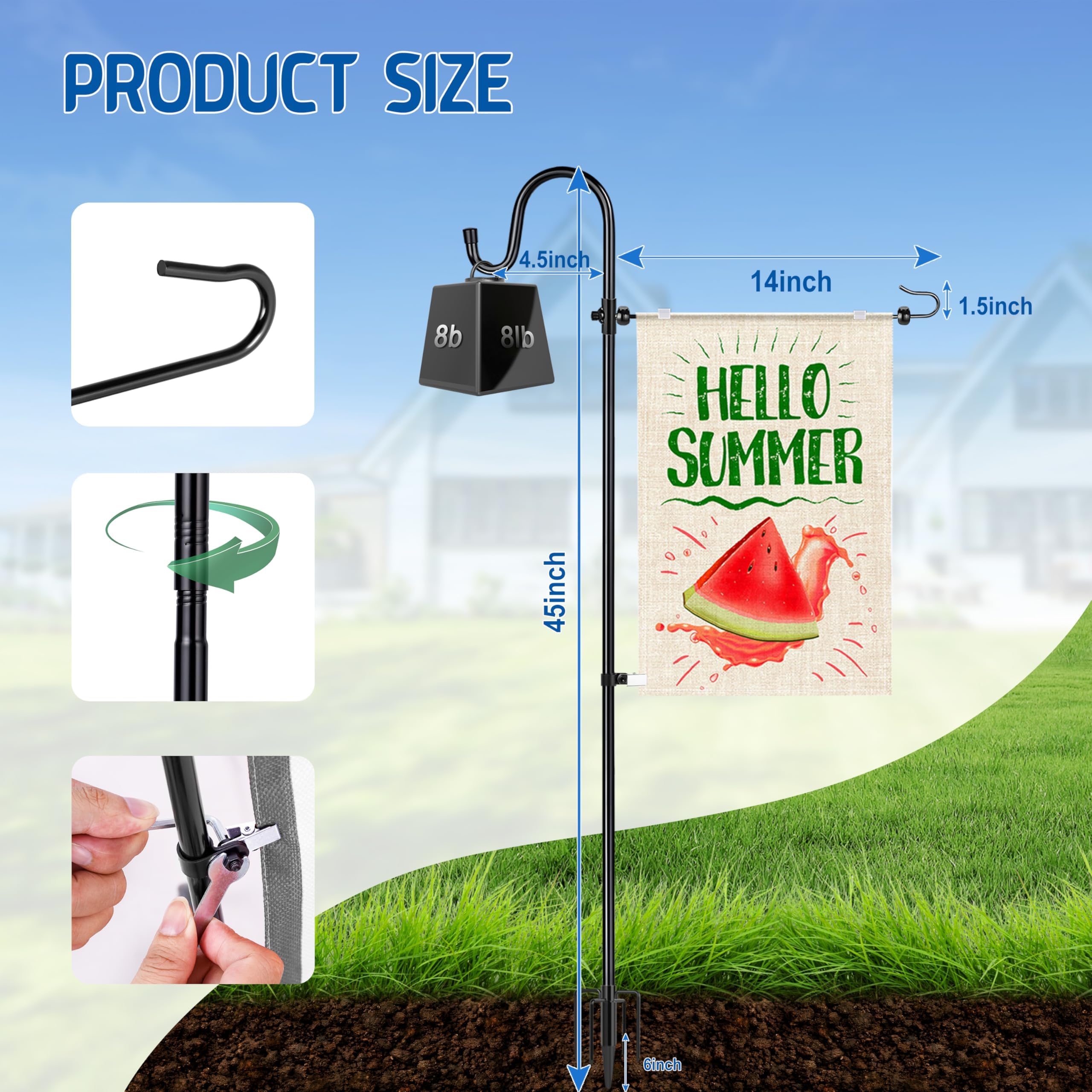 Weather Resistant Garden Decor Heavy Duty Garden Flag Stand - 45 Inch ...