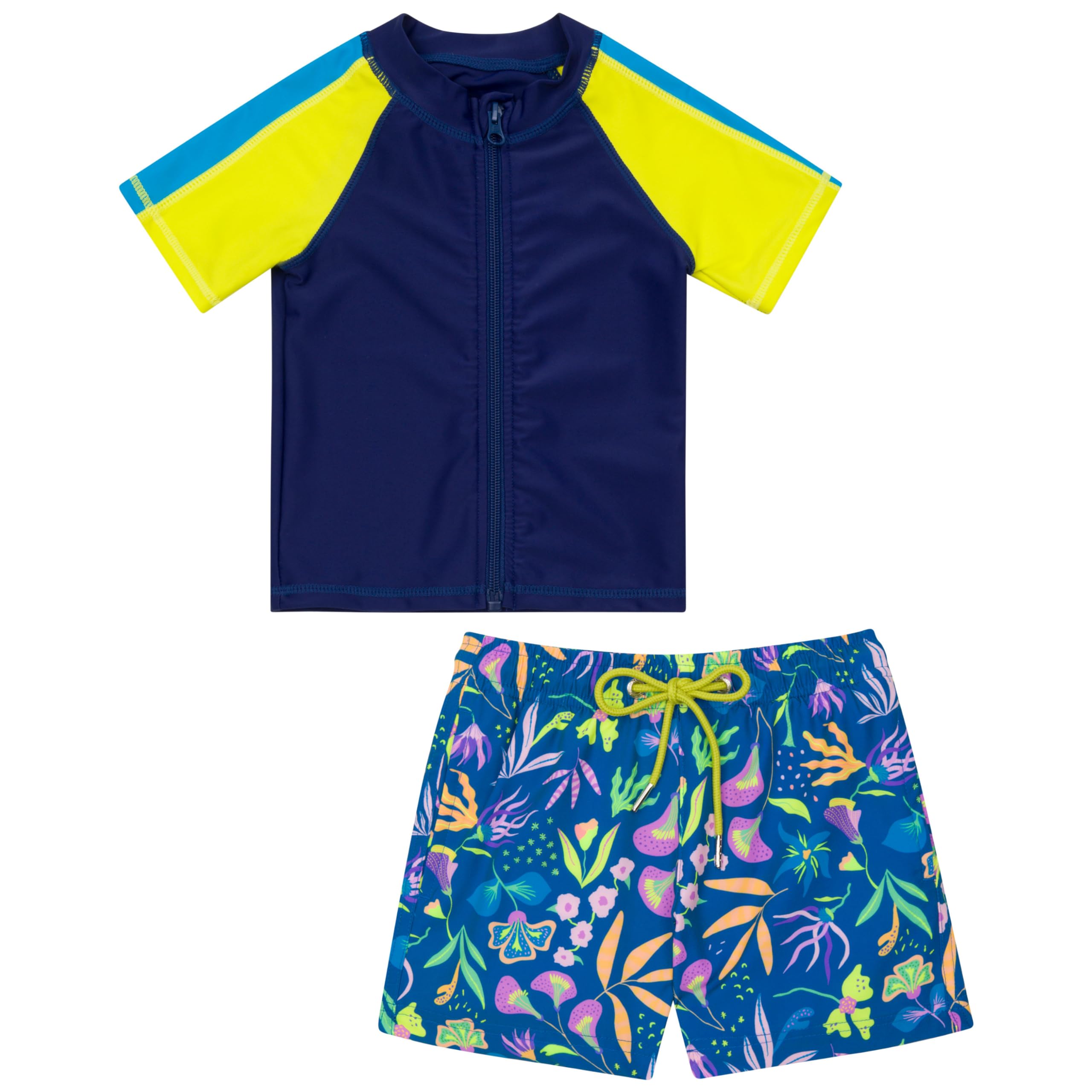 Snapklik.com : SwimZip Boys Short Sleeve Rash Guard & Swim Shorts Set