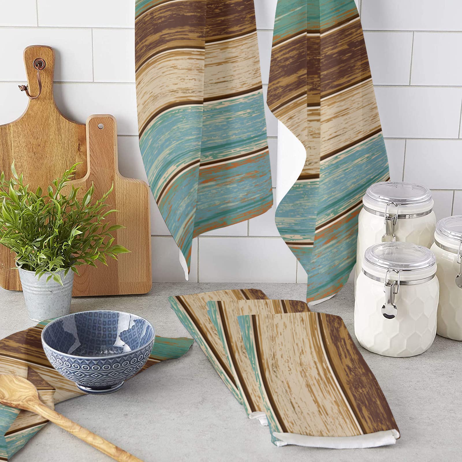 Kitchen Towels, Vintage Wood Texture Towels, Dish Towels Kitchen ...