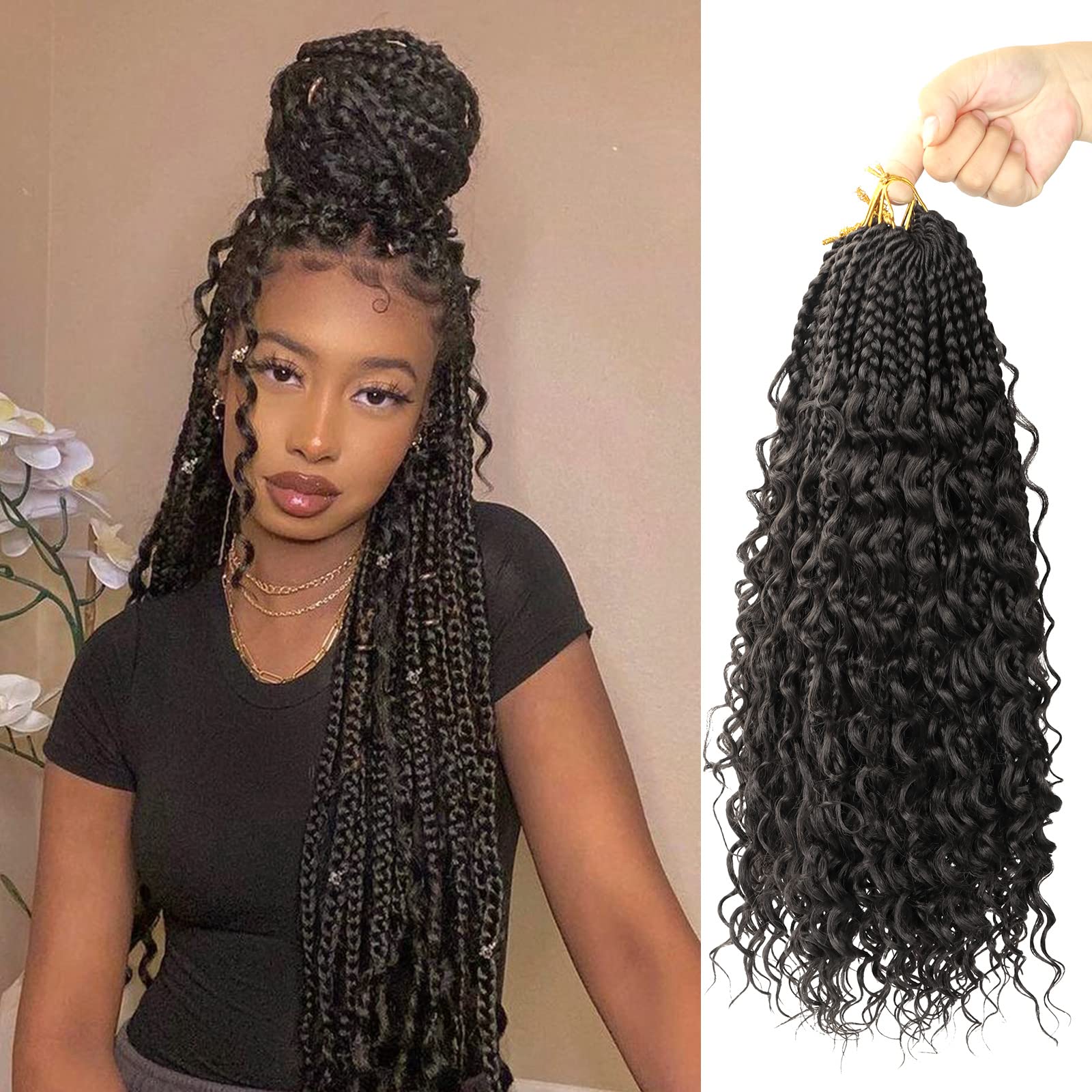 Amazon.com : Goddess Box Braids Crochet Hair With Curly Ends 14 Inch ...