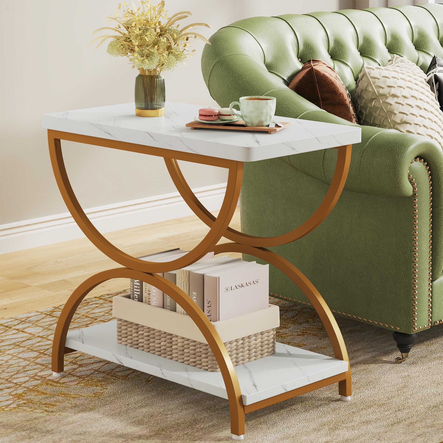 Amazon.com: Tribesigns 2-Tier End Side Table with Stylish Metal Frame ...