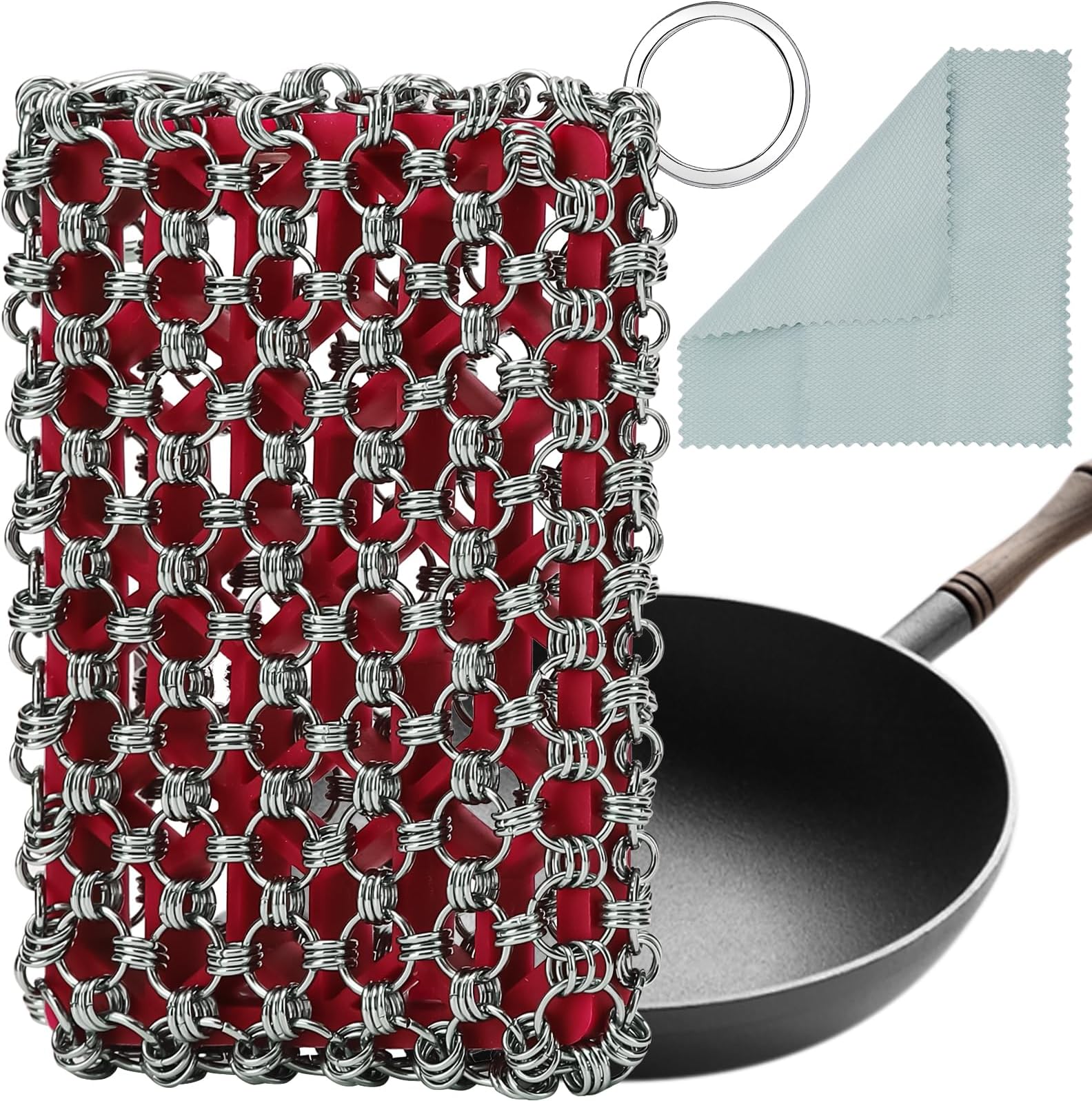 Amazon.com: Cast Iron Scrubber with 2 Surfaces - Cast Iron Skillet ...