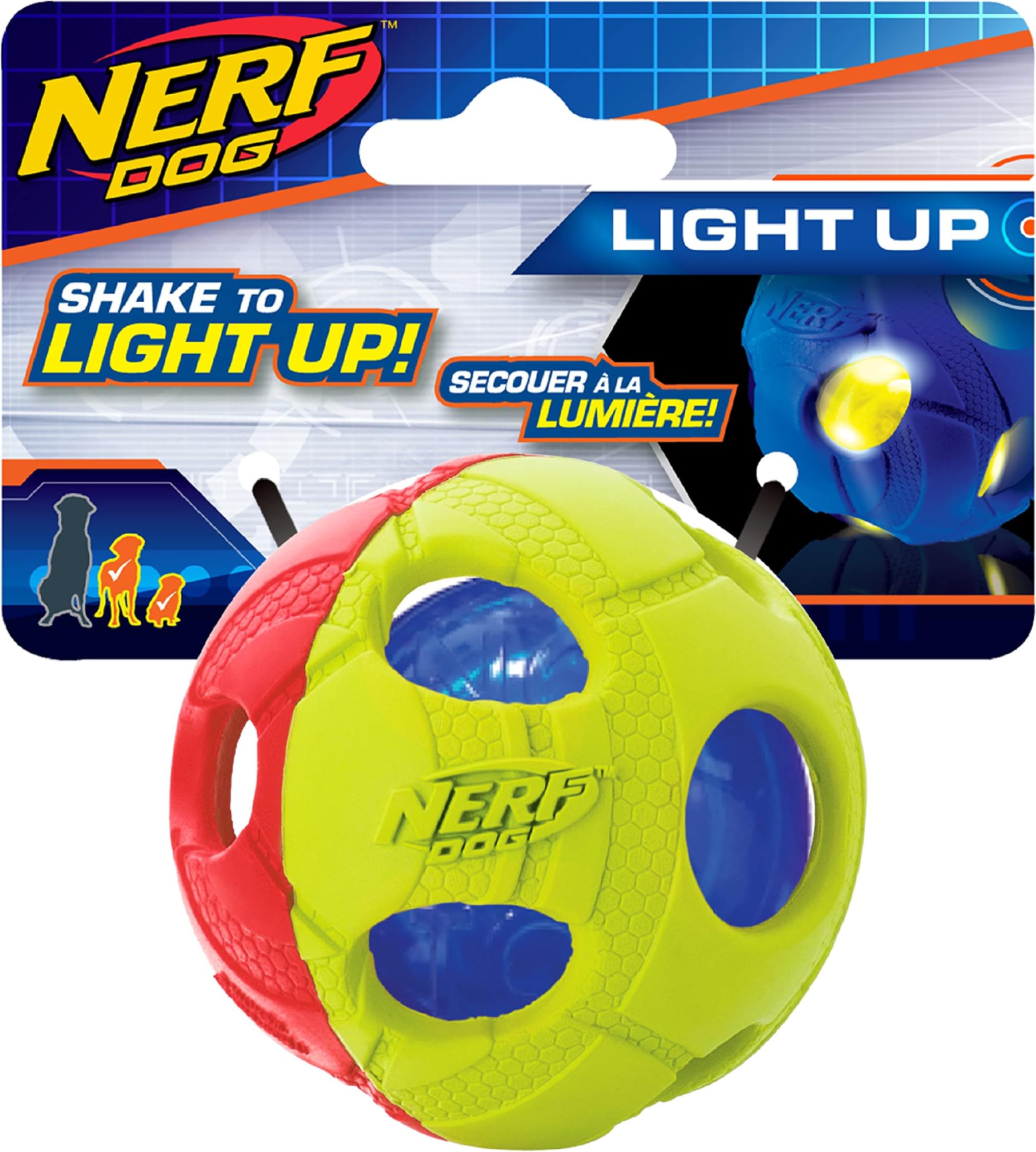 Nerf Dog 3530 Small 2-color LED Bash Ball, Pet Squeak Toy,red/green ...