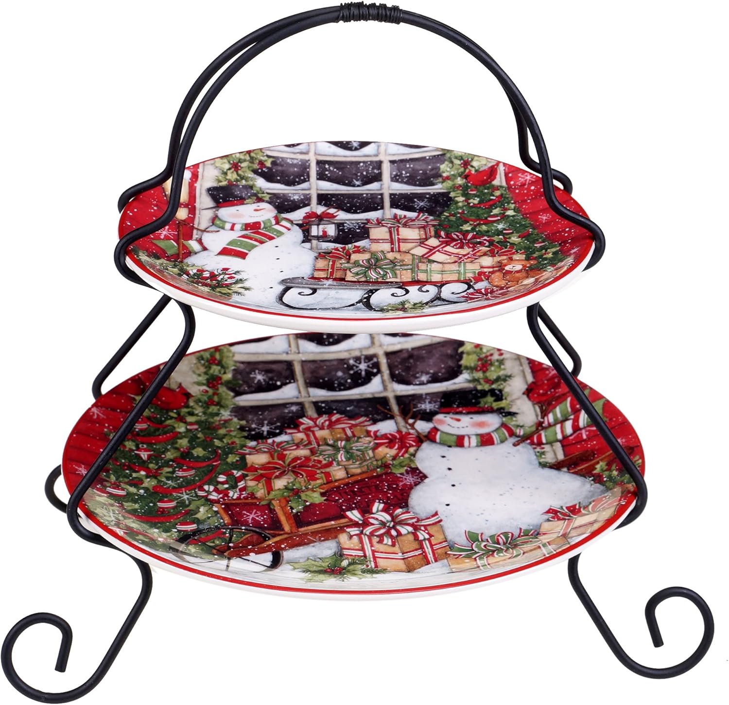 Amazon.com | Certified International Snowman's Sleigh 2-Tier Server ...