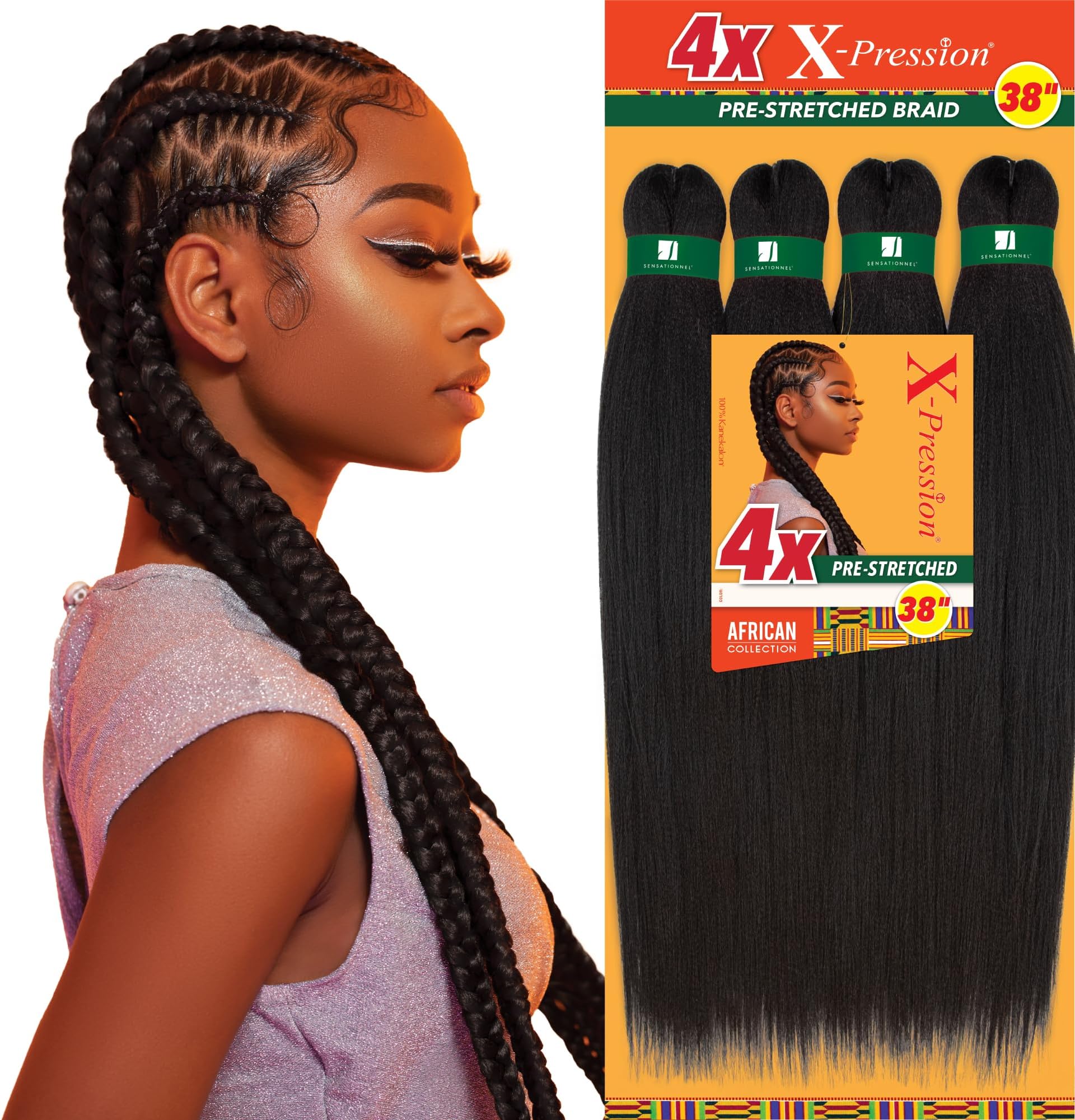 Amazon.com : Sensationnel Xpression prestretched braiding hair - 4x ...