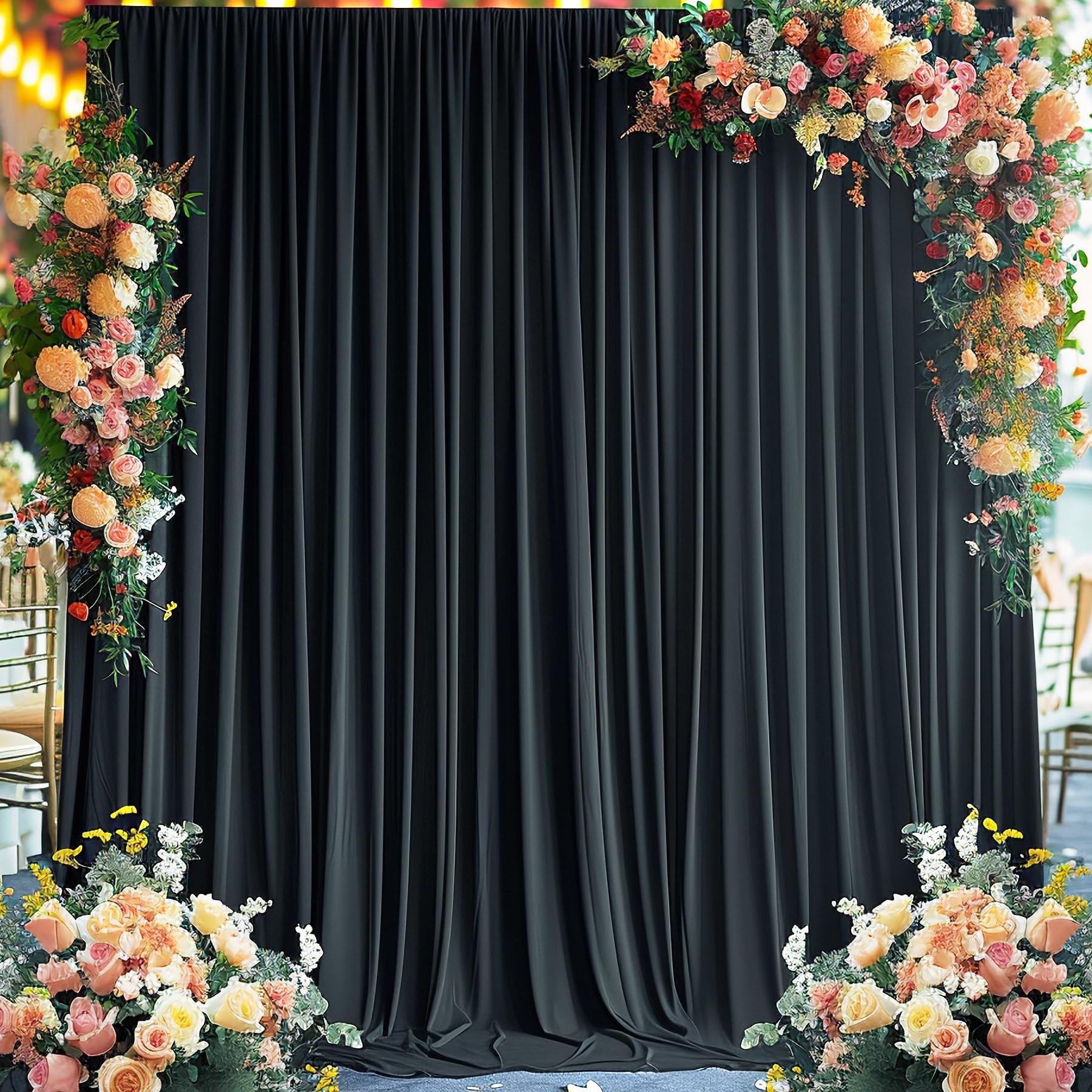 Black Drop Wedding Blackdrop Flower Arrangement Wedding Orange Tones
