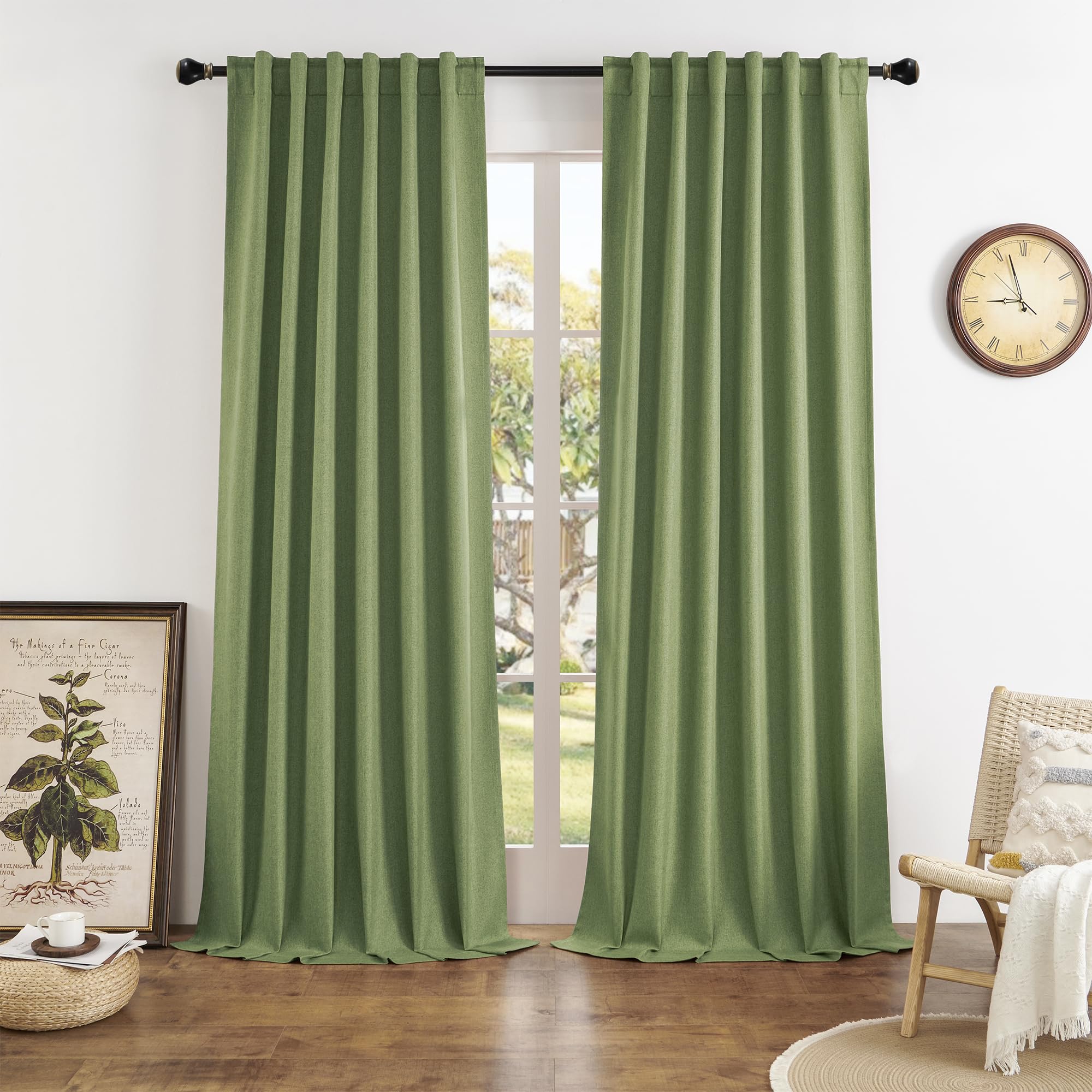 Snapklik.com : Extra Long Blackout Linen Curtains 120 Inches Long, Back ...