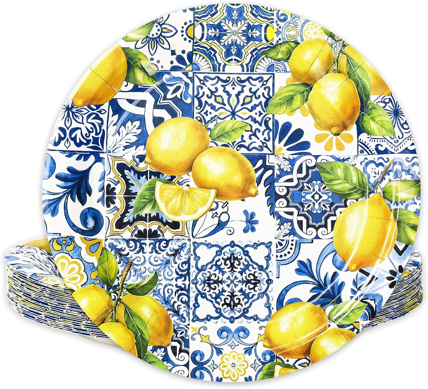 Amazon.com: JarThenaAMCS Summer Plates Tiles Lemon Disposable Paper ...