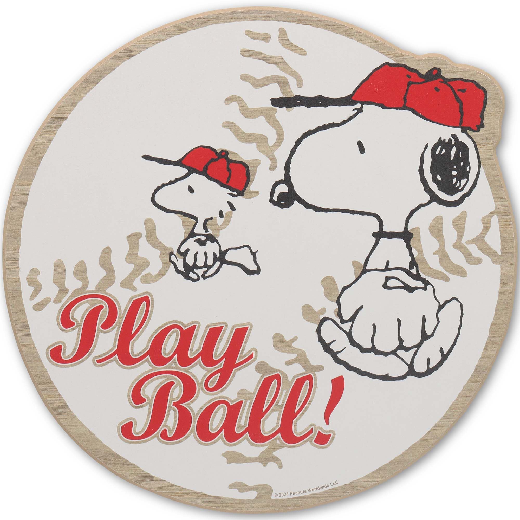 Amazon.com: Peanuts Snoopy and Woodstock Play Ball Baseball Wood Wall ...