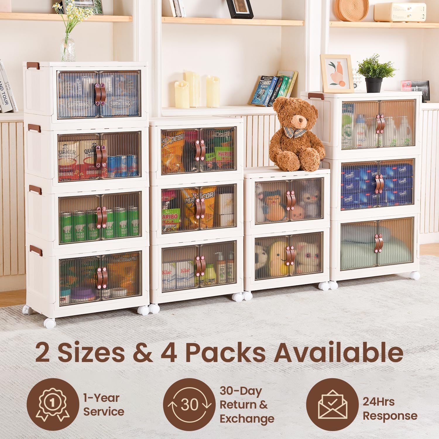 Bearhug Contenedores de almacenamiento plegables y apilables, 3 ...