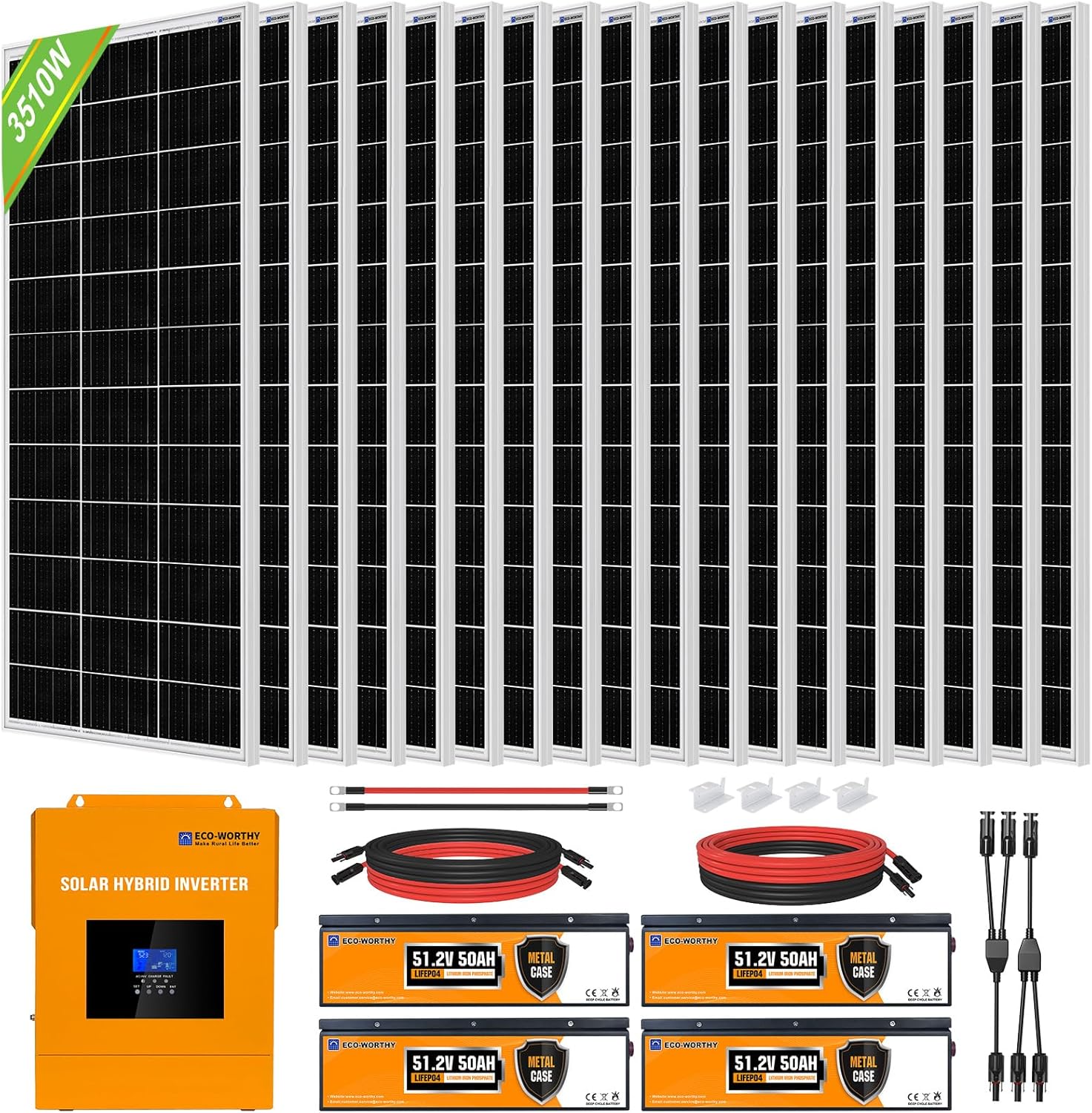 Amazon.com : ECO-WORTHY 3510W Solar Panel Kit 48V Off Grid Solar System ...