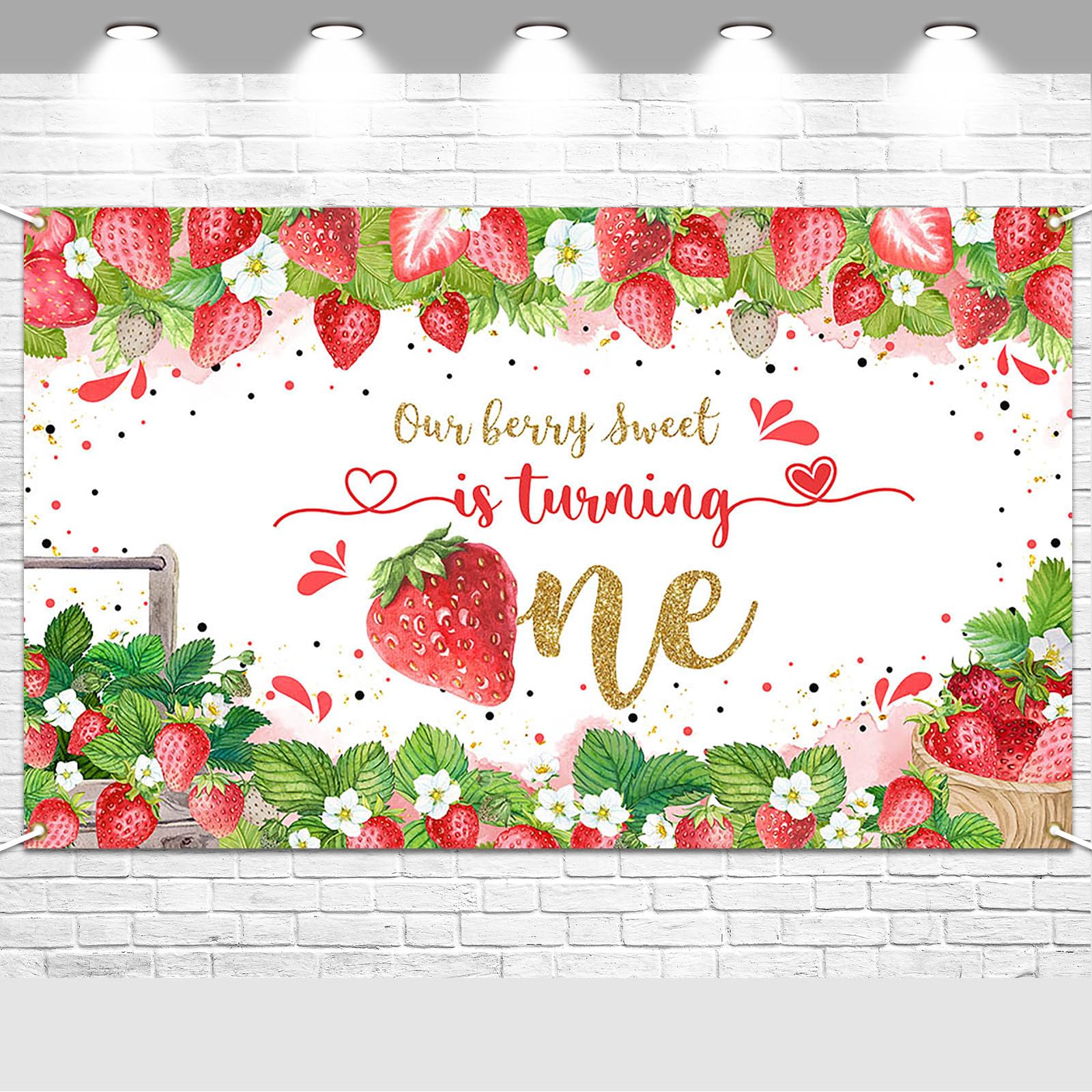 Amazon.com : Avezano Strawberry First Birthday Banner Berry Sweet Girl ...