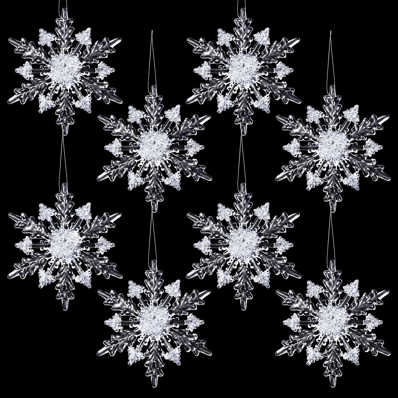 Amazon.com: Jetec 8 Pcs Christmas Acrylic Snowflake Ornament 4.3 Inches ...