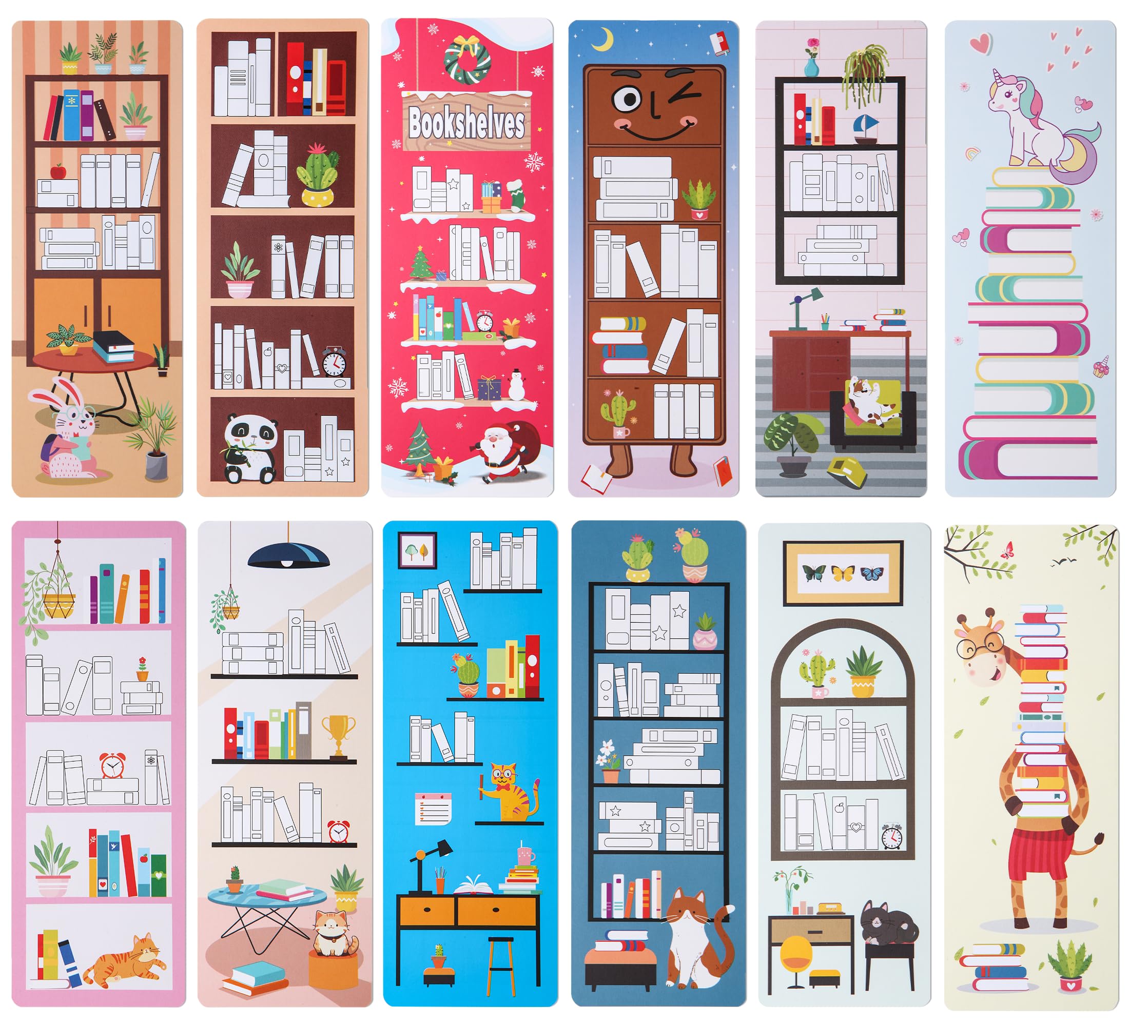 Amazon.com: 120PCS Book Tracker Bookmarks, Bookshelf Design Bookmarks ...