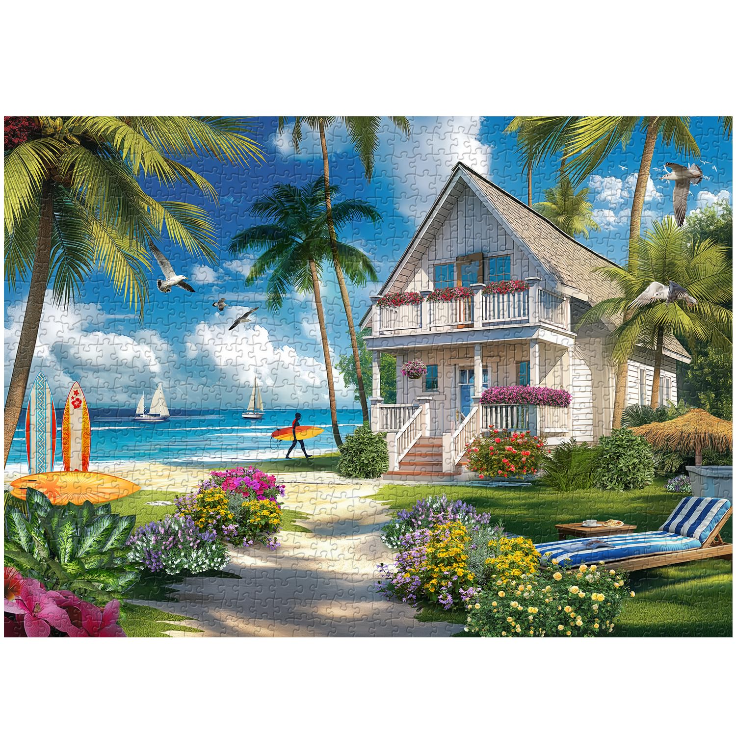 Amazon.com: Beach House Puzzles 1000 Piece for Adults, Summer Puzzle ...