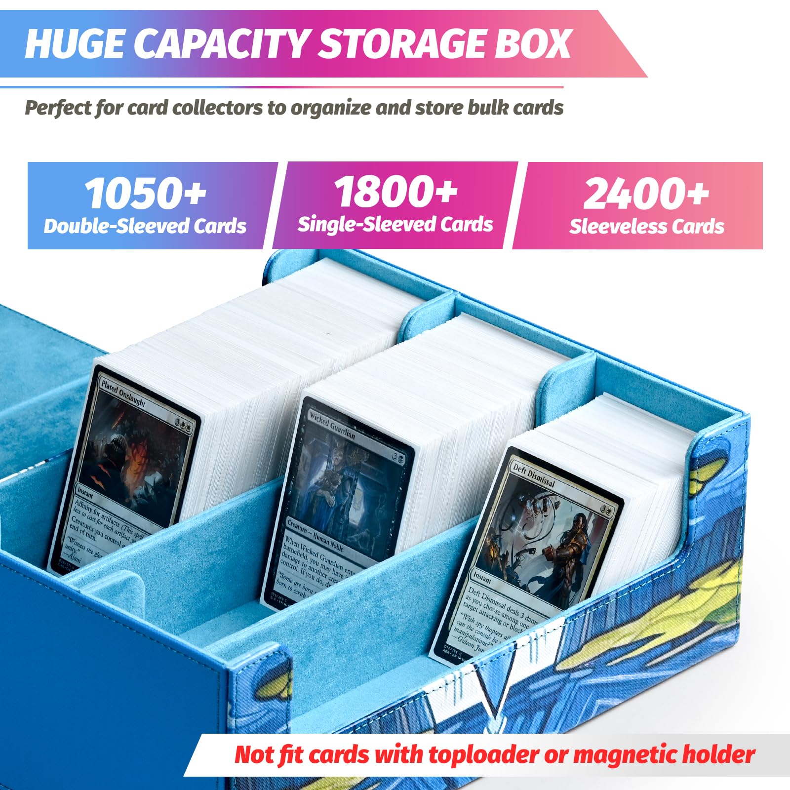 MTG Card Case MTG Card Storage Box - Holds 1800+ Cards With 10 Dividers ...