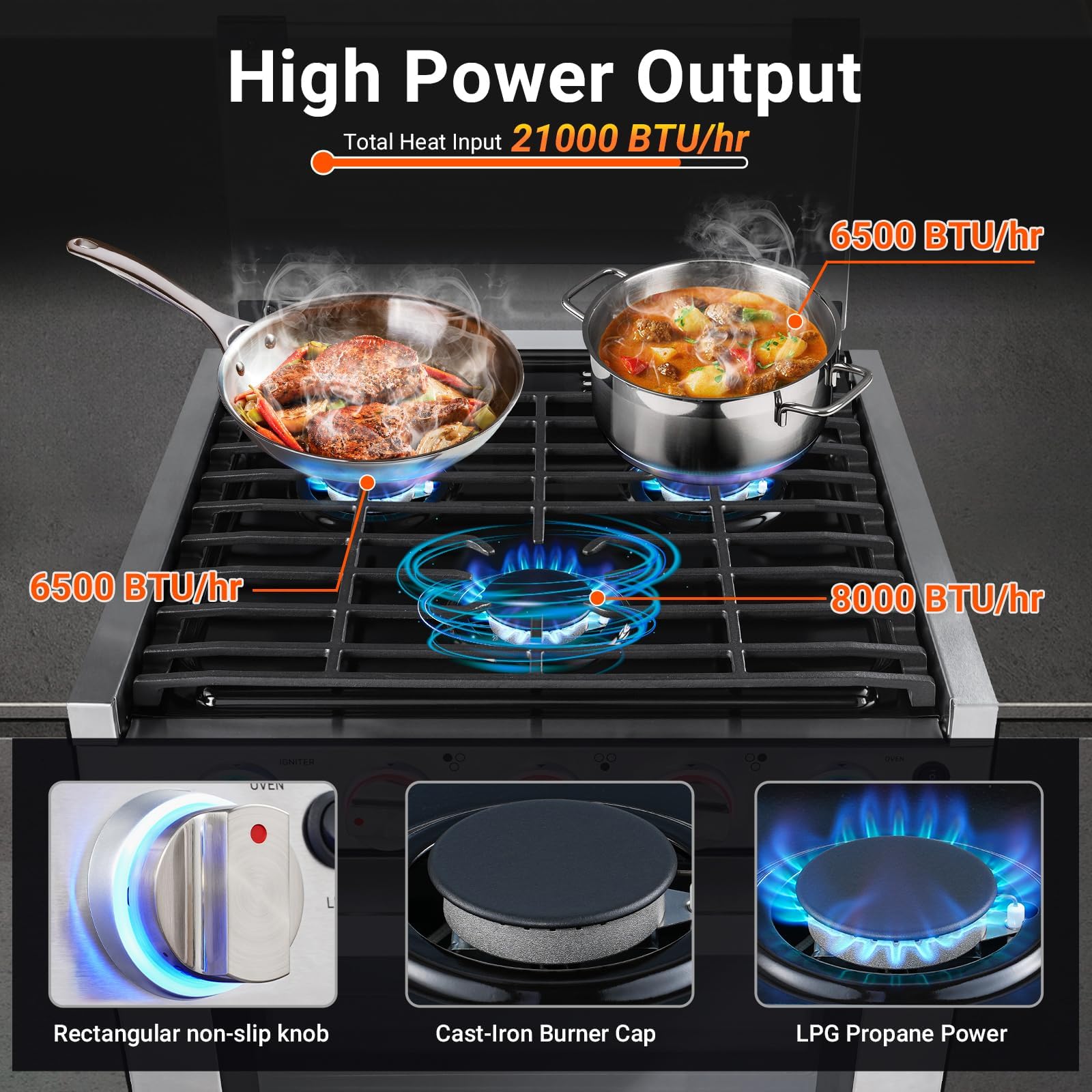 Snapklik.com : AMZCHEF 21 Inch Gas Range Stove 12V Ideal For RV Use