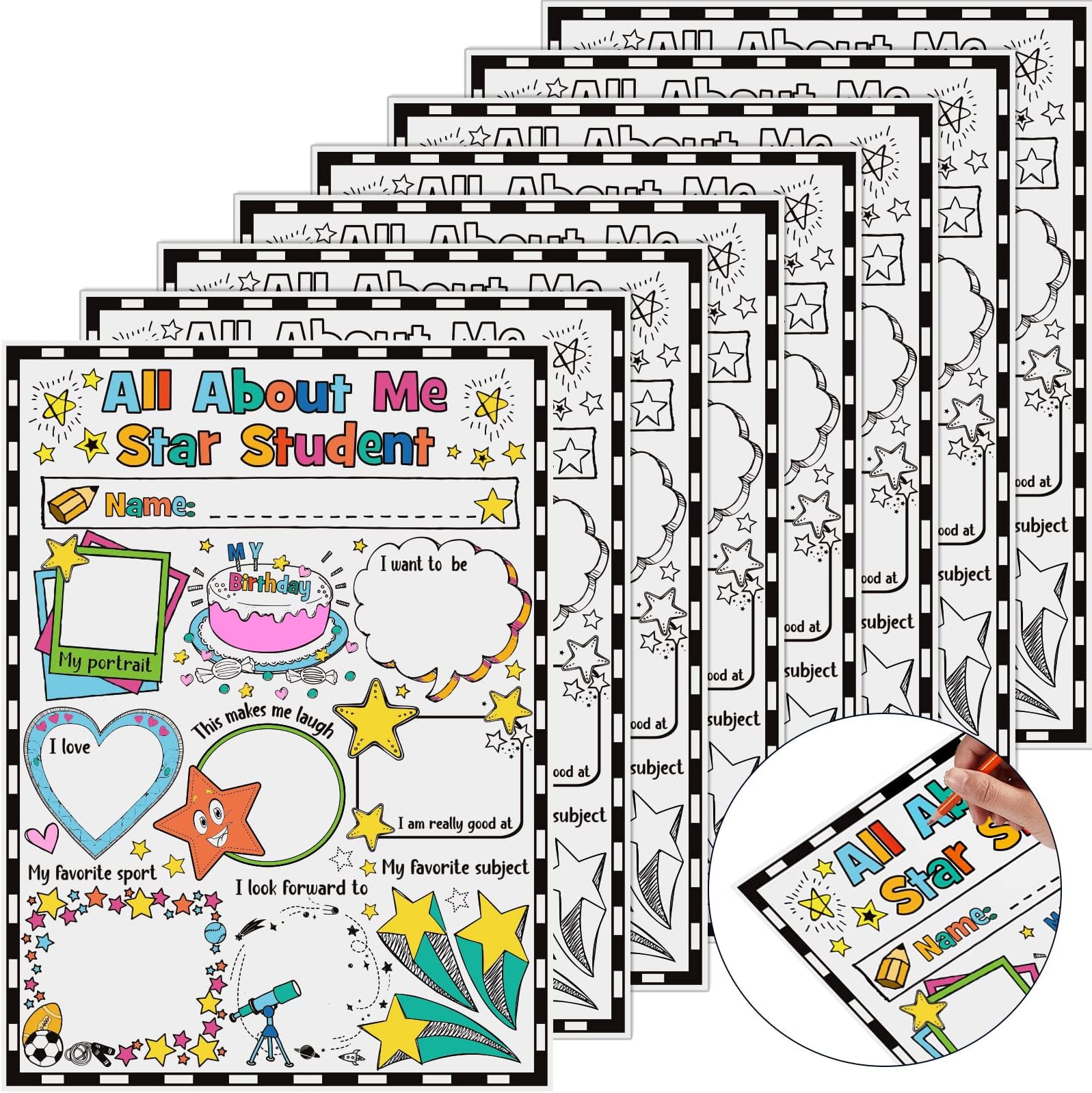 Amazon.com: Fun Express Color Your Own “All About Me” Spanish Posters ...