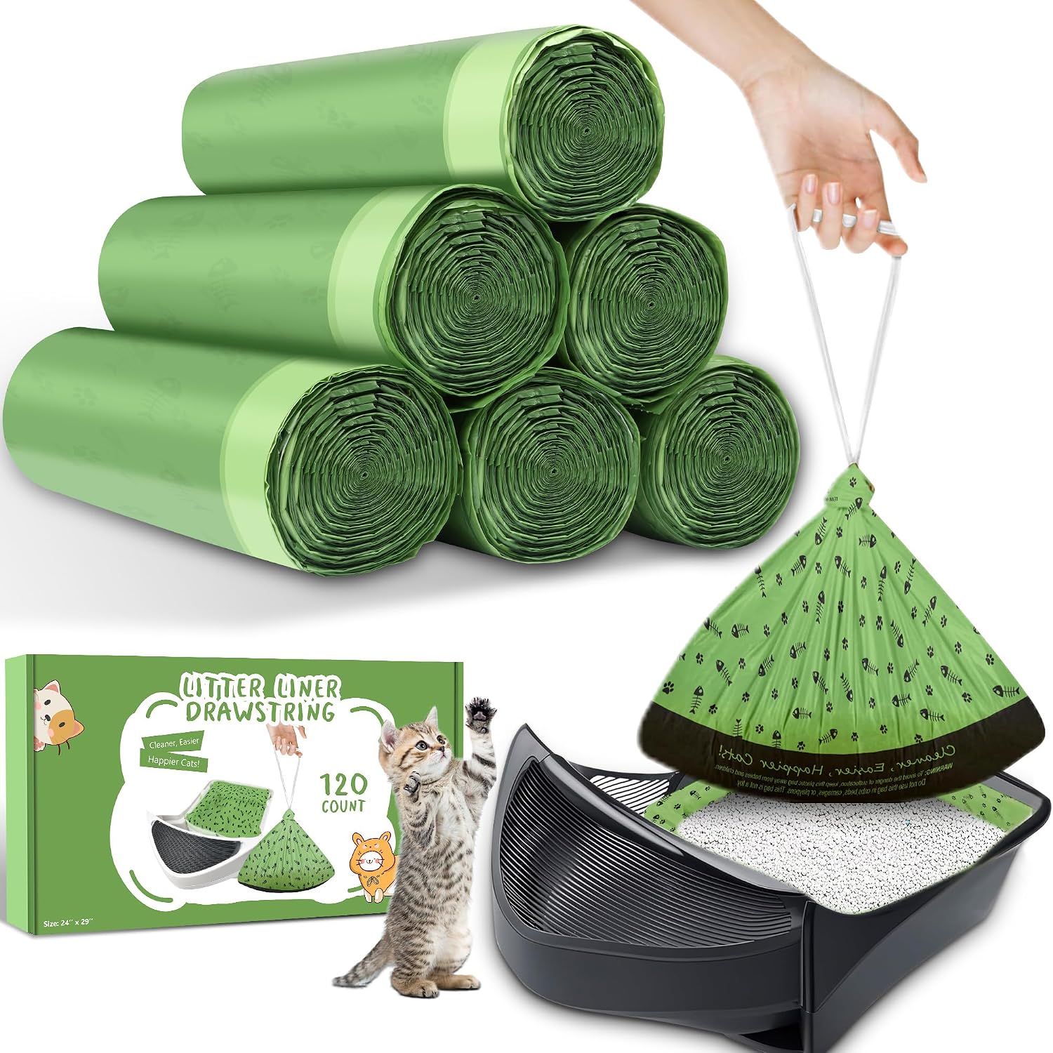 Amazon.com: JYNSROU 120 Counts Self Cleaning Litter Box Bags with ...