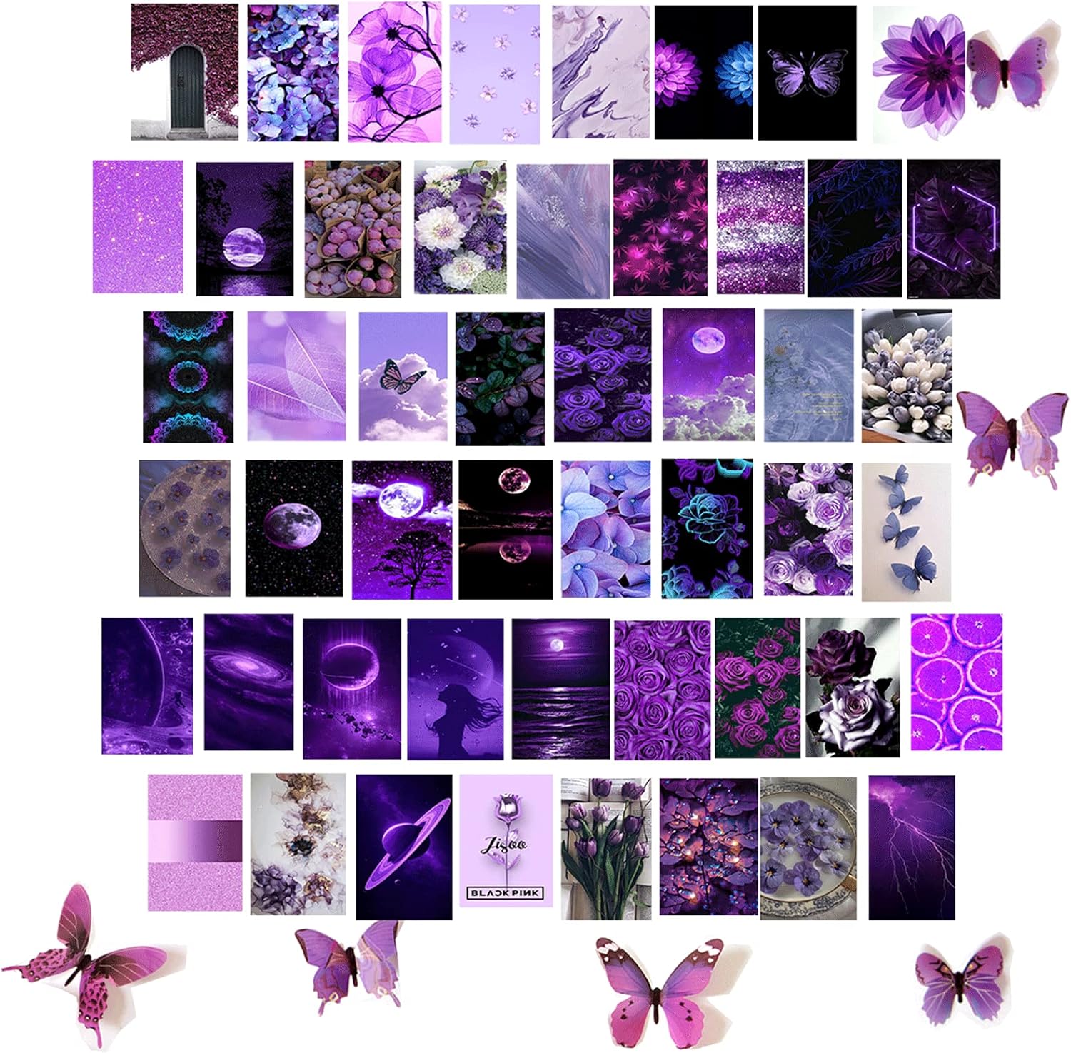 Amazon.com: Tugcay Purple Aesthetic Wall Collage, 50 Pcs 4''x6'' Neon ...