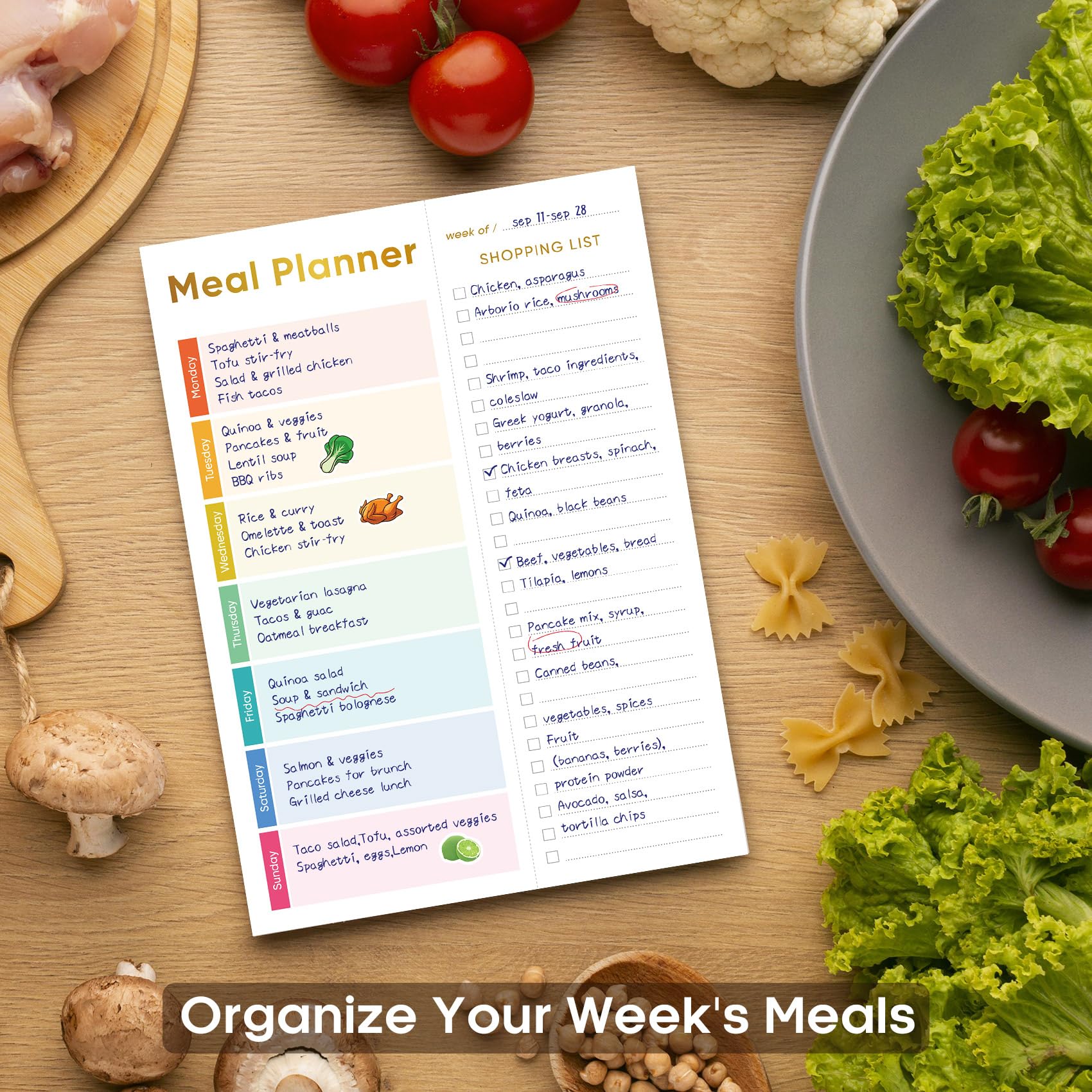 Snapklik.com : Magnetic Meal Planner And Grocery List For Fridge, 52 ...