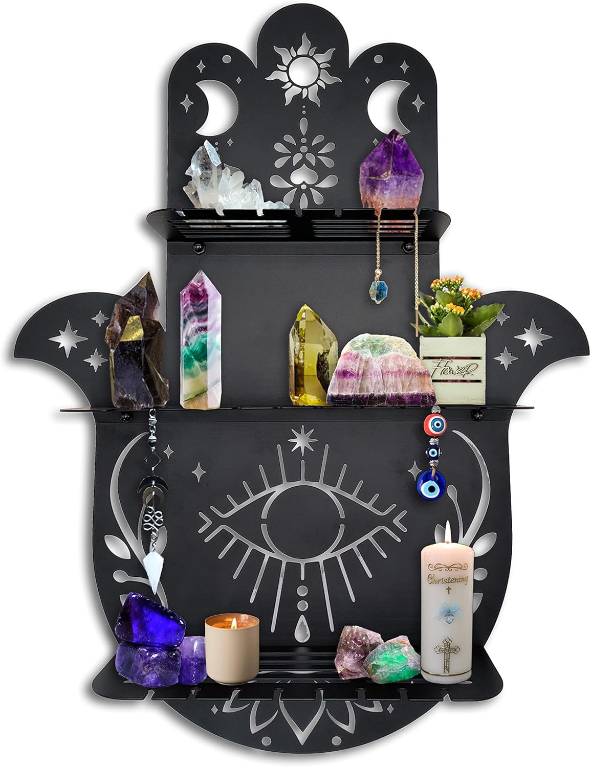 Amazon.com: Hamsa Crystal Shelf, Crystal Holder for Spiritual Room ...