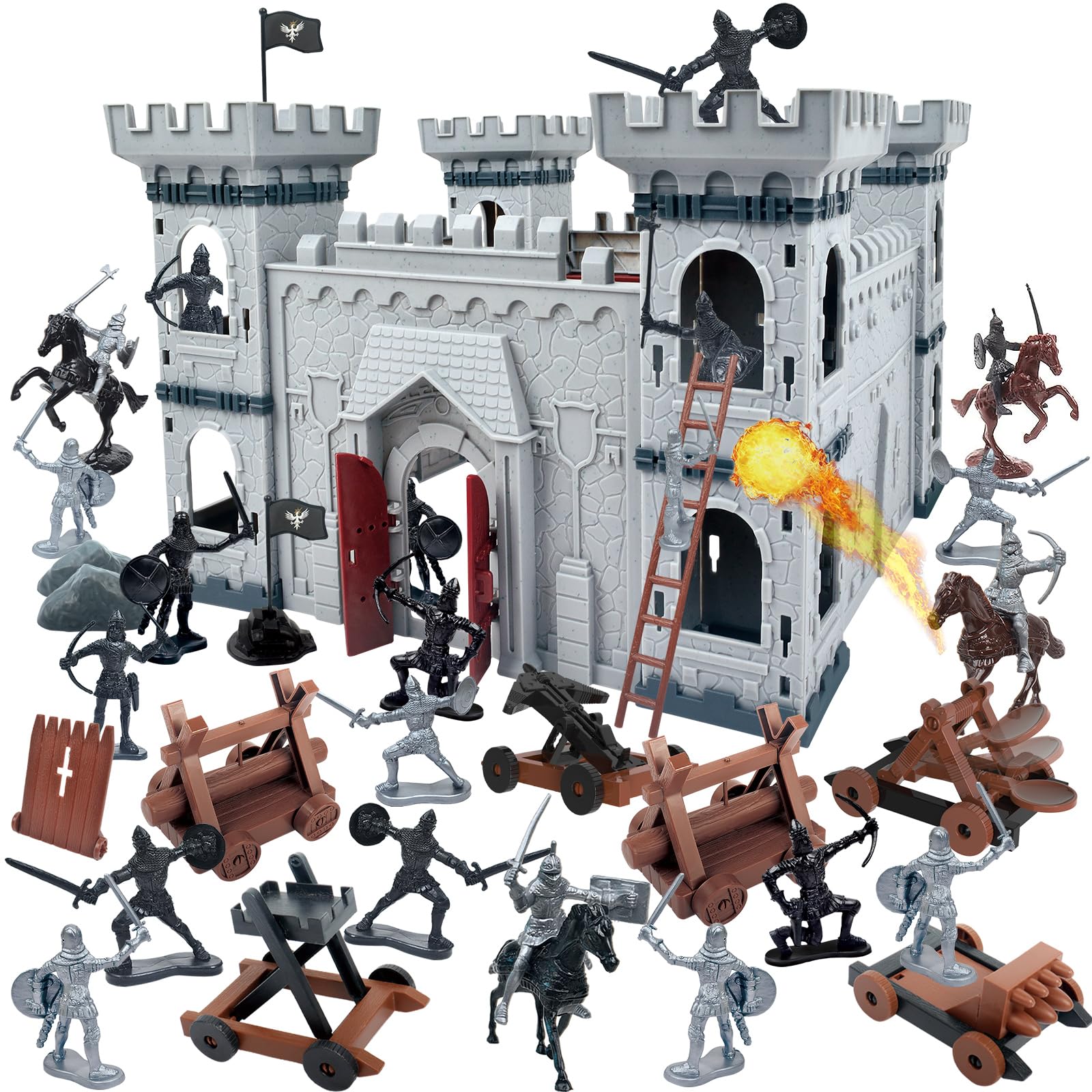 Amazon.com: Leopmase Medieval Castle Toys Knight Warrior Action Figures ...