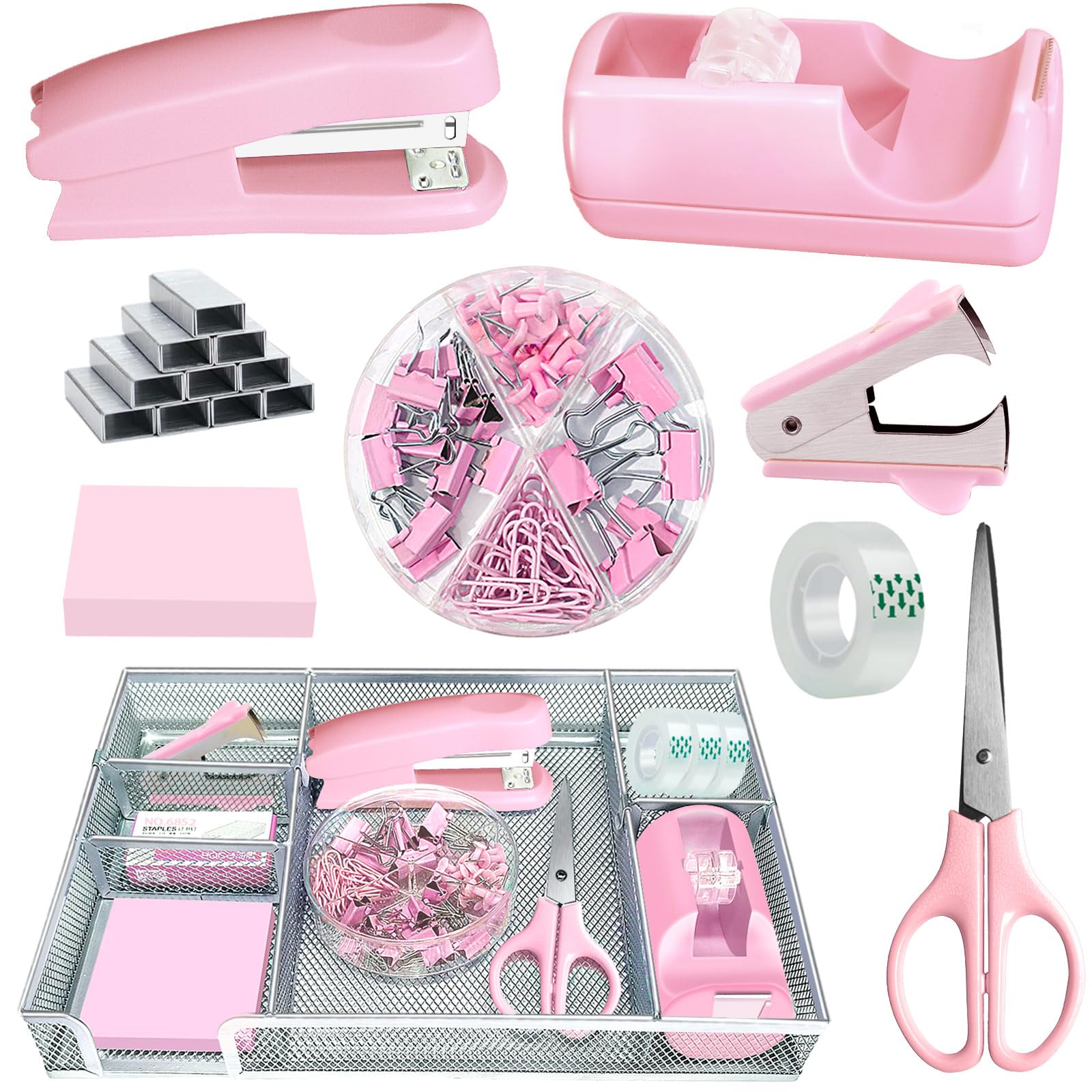 Amazon.com : Pink Office Desk Accessories, Pink Office Supplies Set ...