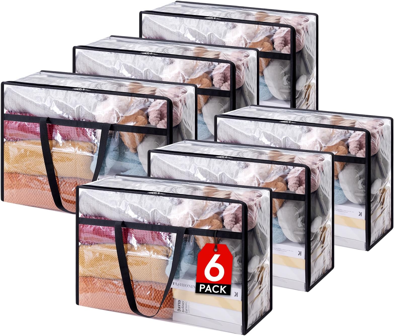 Amazon.com: Lifewit 4 Pack Clear Clothes Storage Bags, 40L Plastic ...