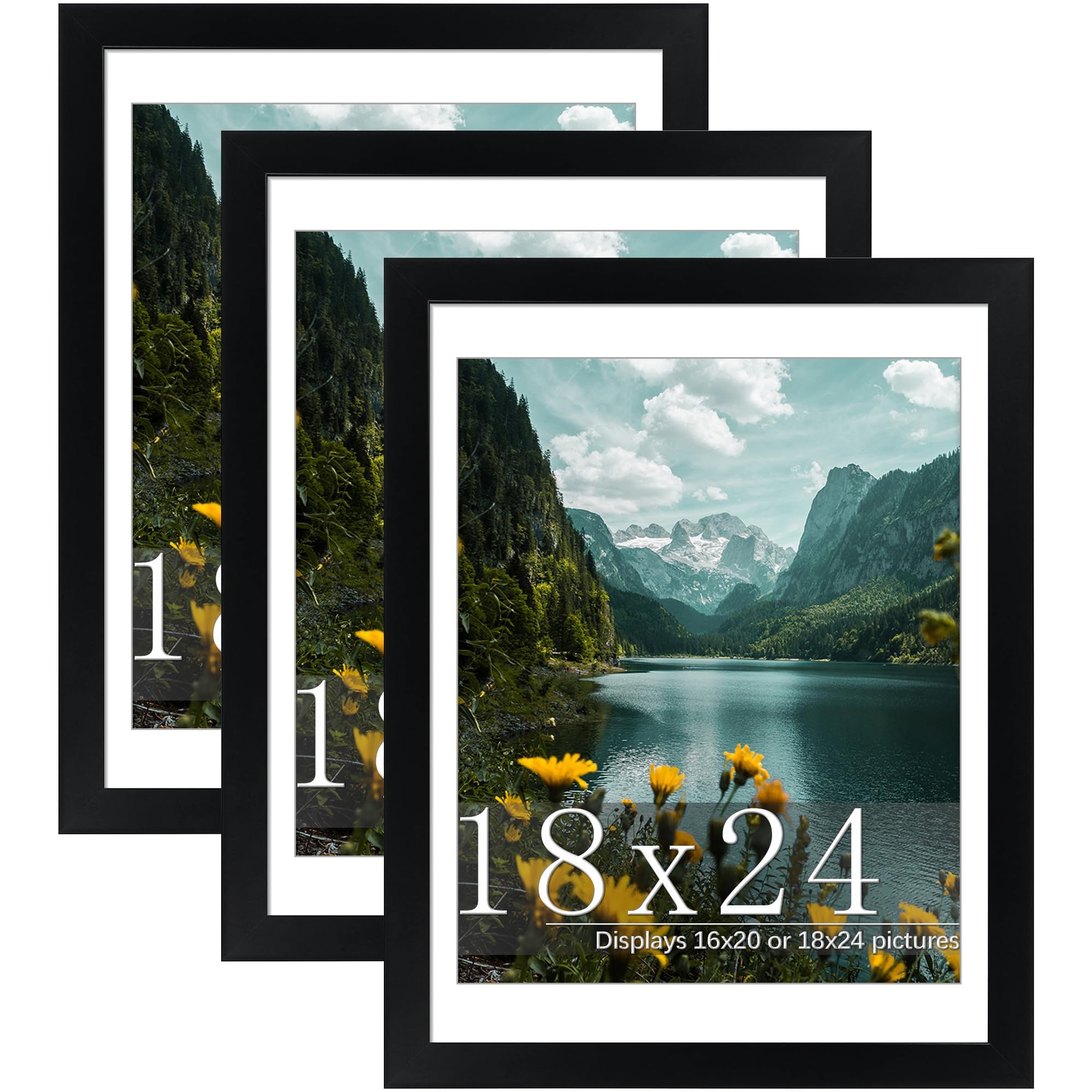 Amazon.com - Picrit 18x24 Picture Frame 3 Pack, Black Poster Frame ...