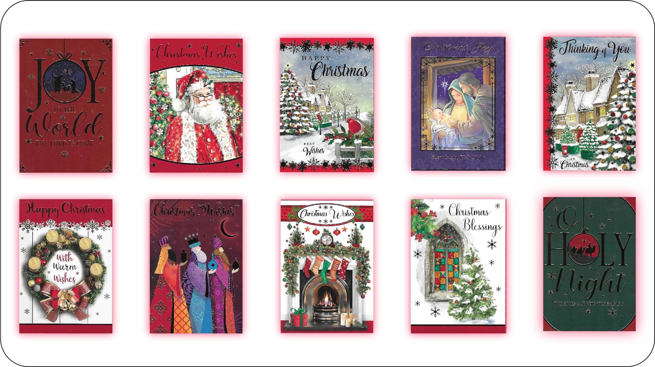 Pack of 10 Various Traditional and Religious Design Christmas Cards ...