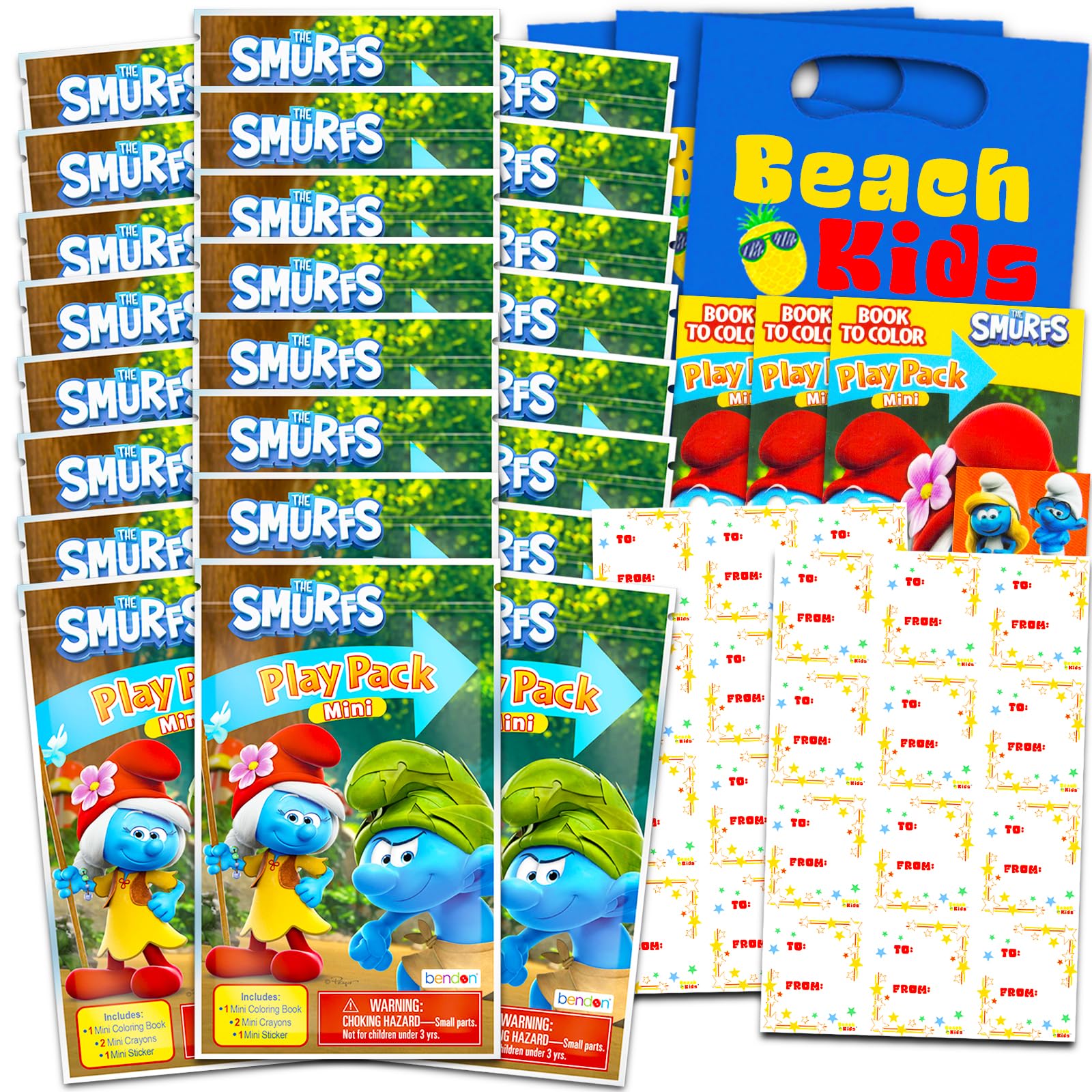 Amazon.com: Smurfs Classroom Prizes Party Favors School Bundle - 24 ...