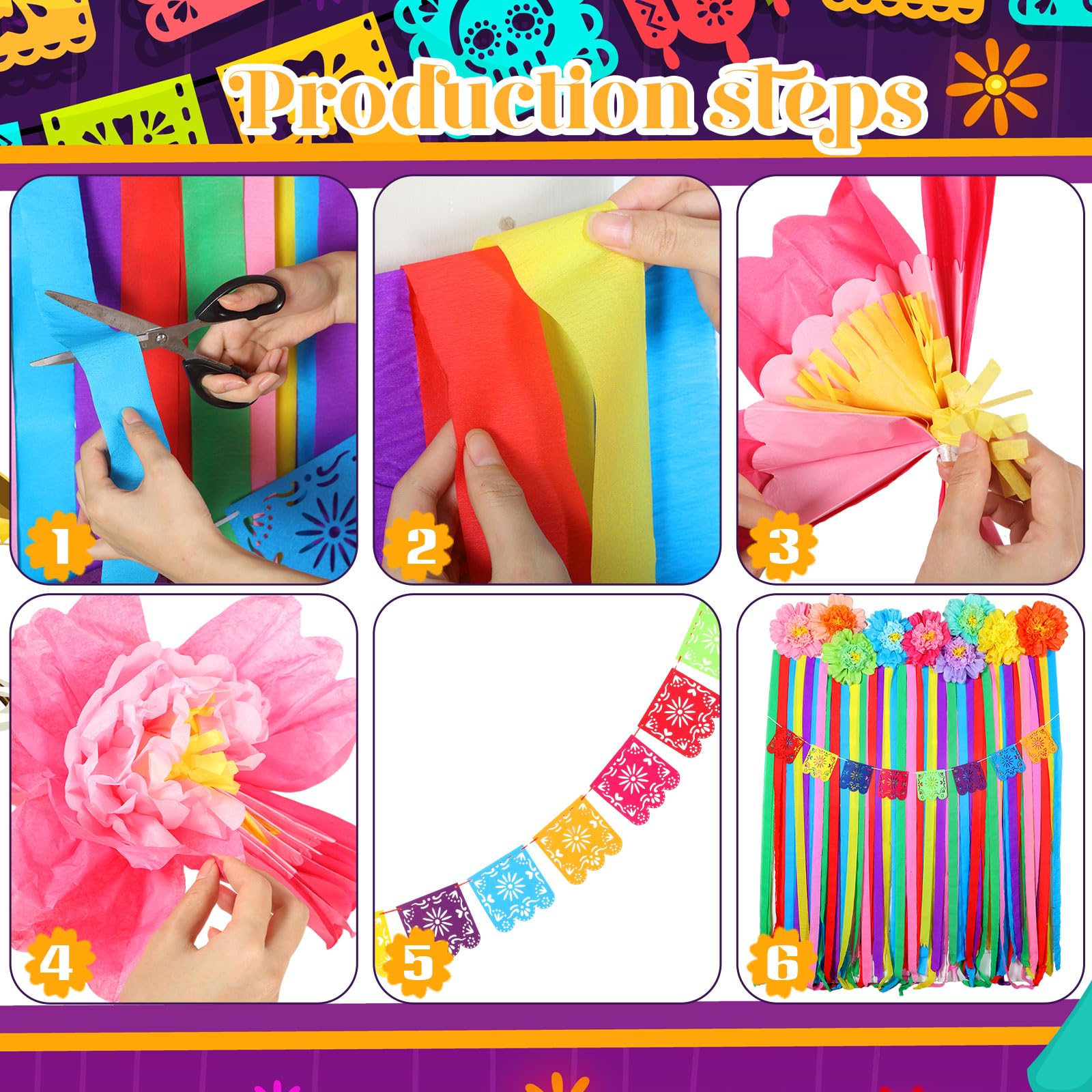 Snapklik.com : TaoBary 16 Pcs Mexican Paper Flowers & Streamers Fiesta ...