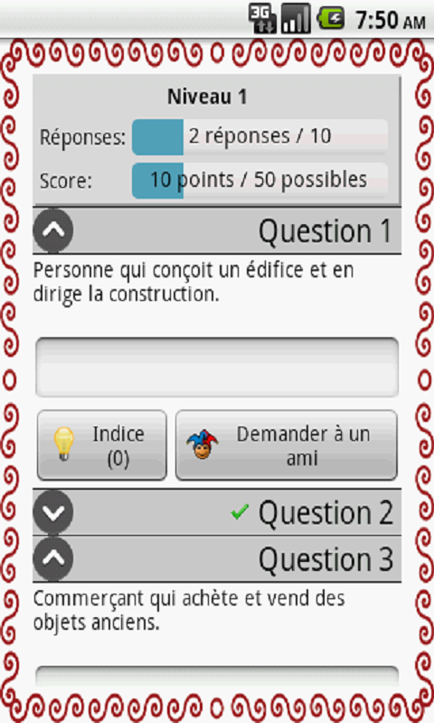 Quiz Métiers en français - Application sur Amazon Appstore