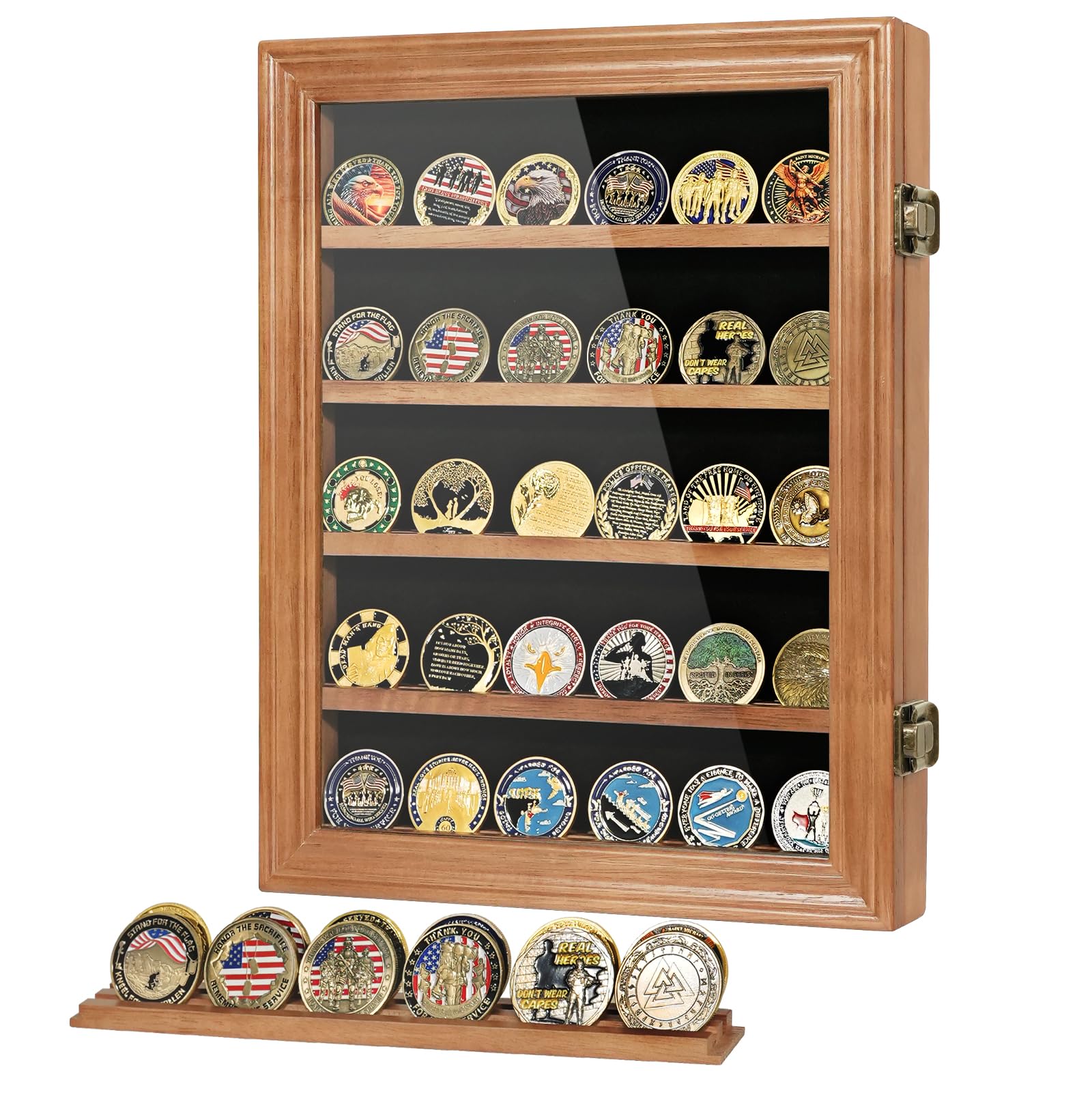 Amazon.com: DecoWoodo Solid Wood 5 Row Military Challenge Coin Display ...