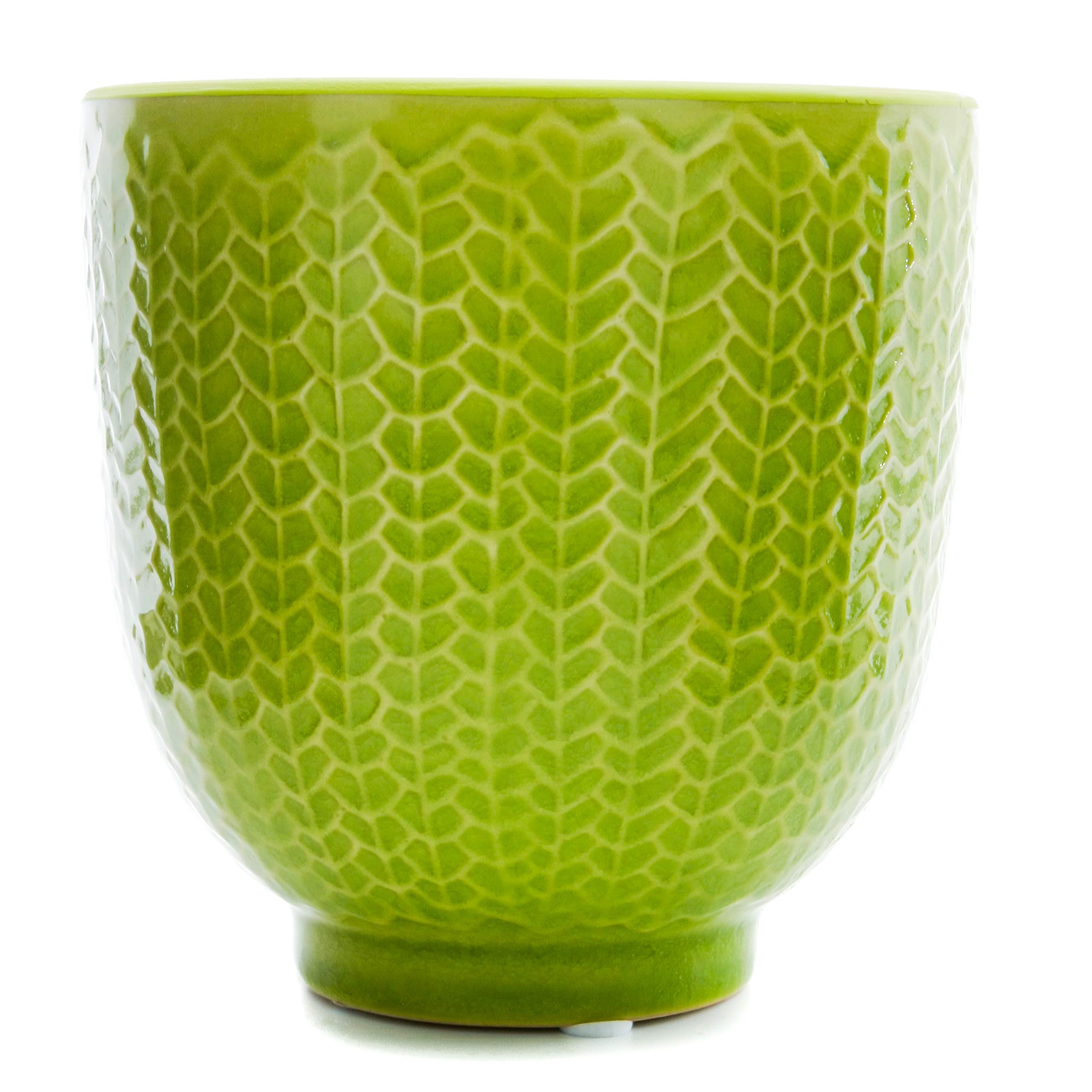 Lime Green Ceramic Planters Blumentopf Set 'Lumi' | 3× 14 Cm