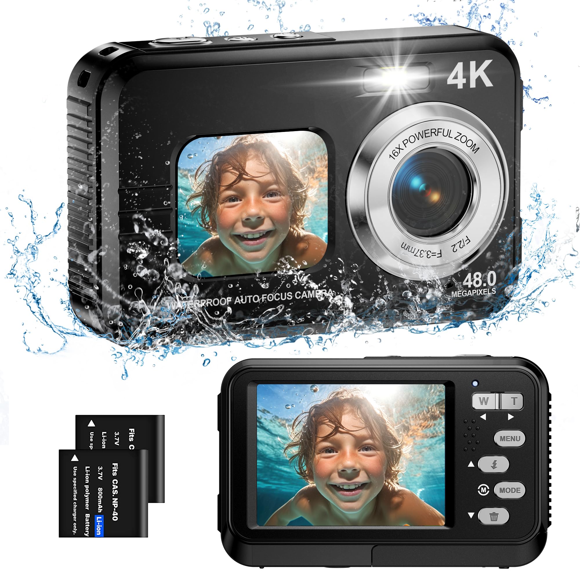 Amazon.com : TEBNGIHNM Underwater Camera, 4K Waterproof Camera, 48MP ...