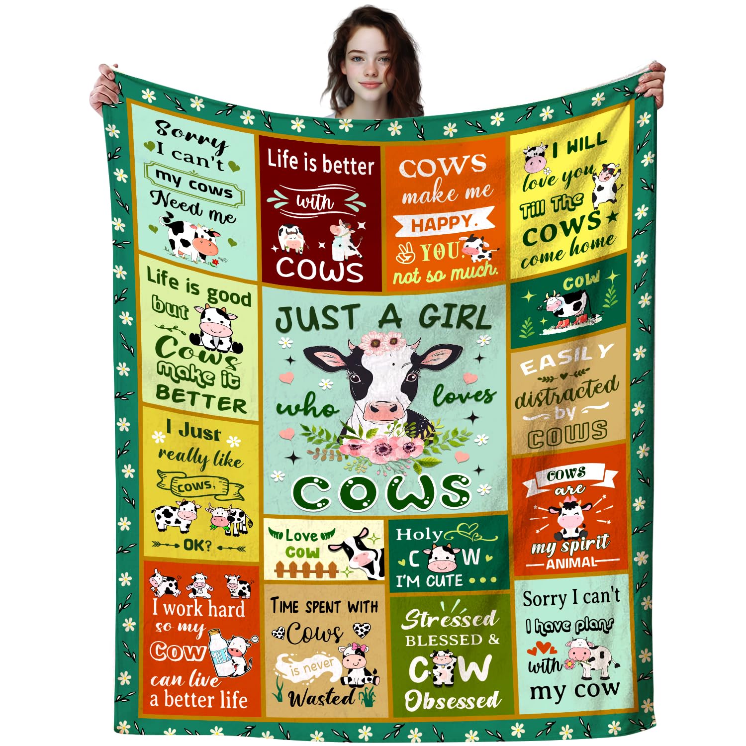 Amazon.com: Eyedig Cow Blanket Cows Gifts for Women,Cute Cow Throw ...